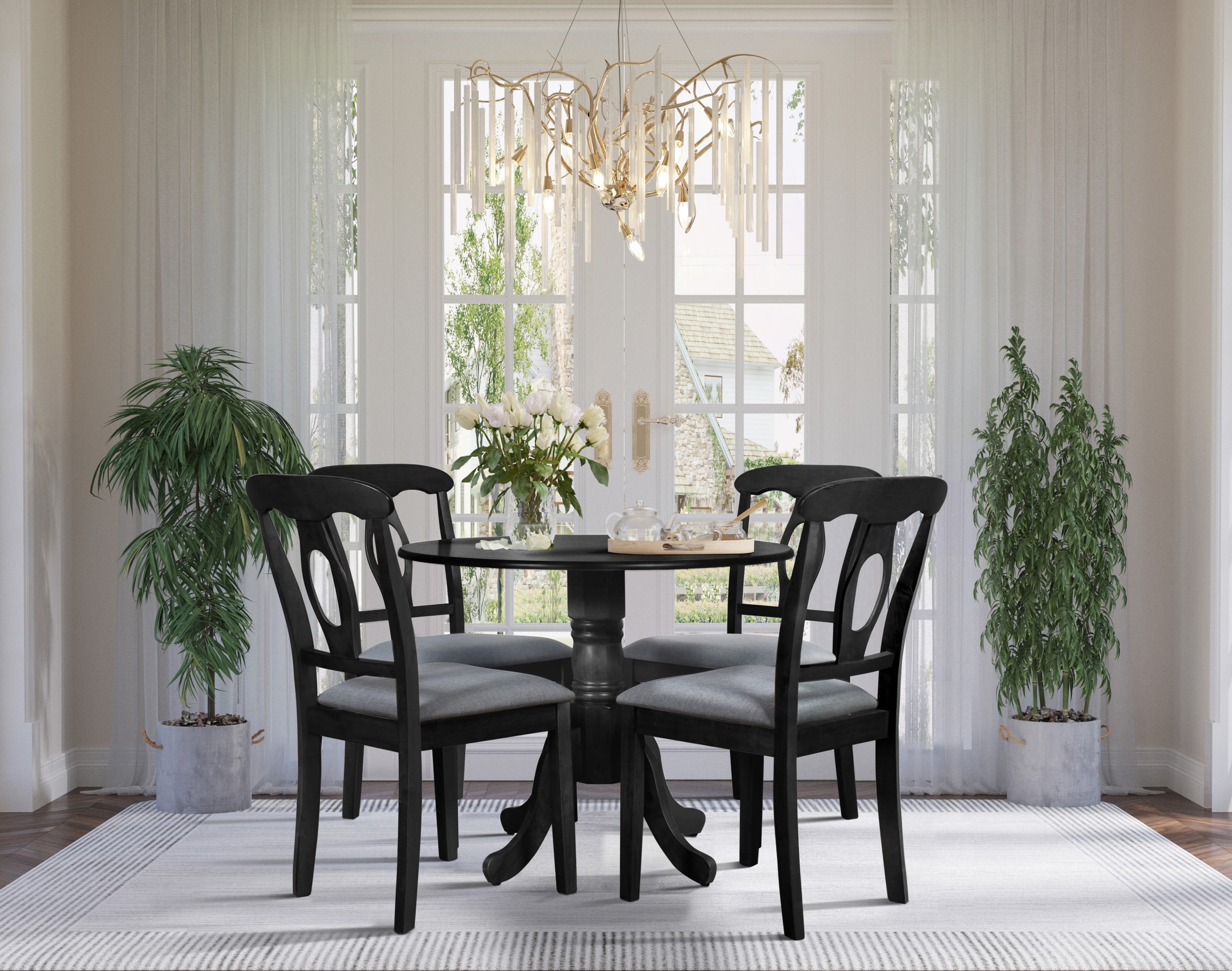 Home Design Olivia Dining Table with Round Pedestal Top, Mid-Century Modern Style, Easy Assembly ...