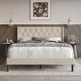 Home Design Oregon Queen Button-Tufted Upholstered Wingback Panel Bed ...