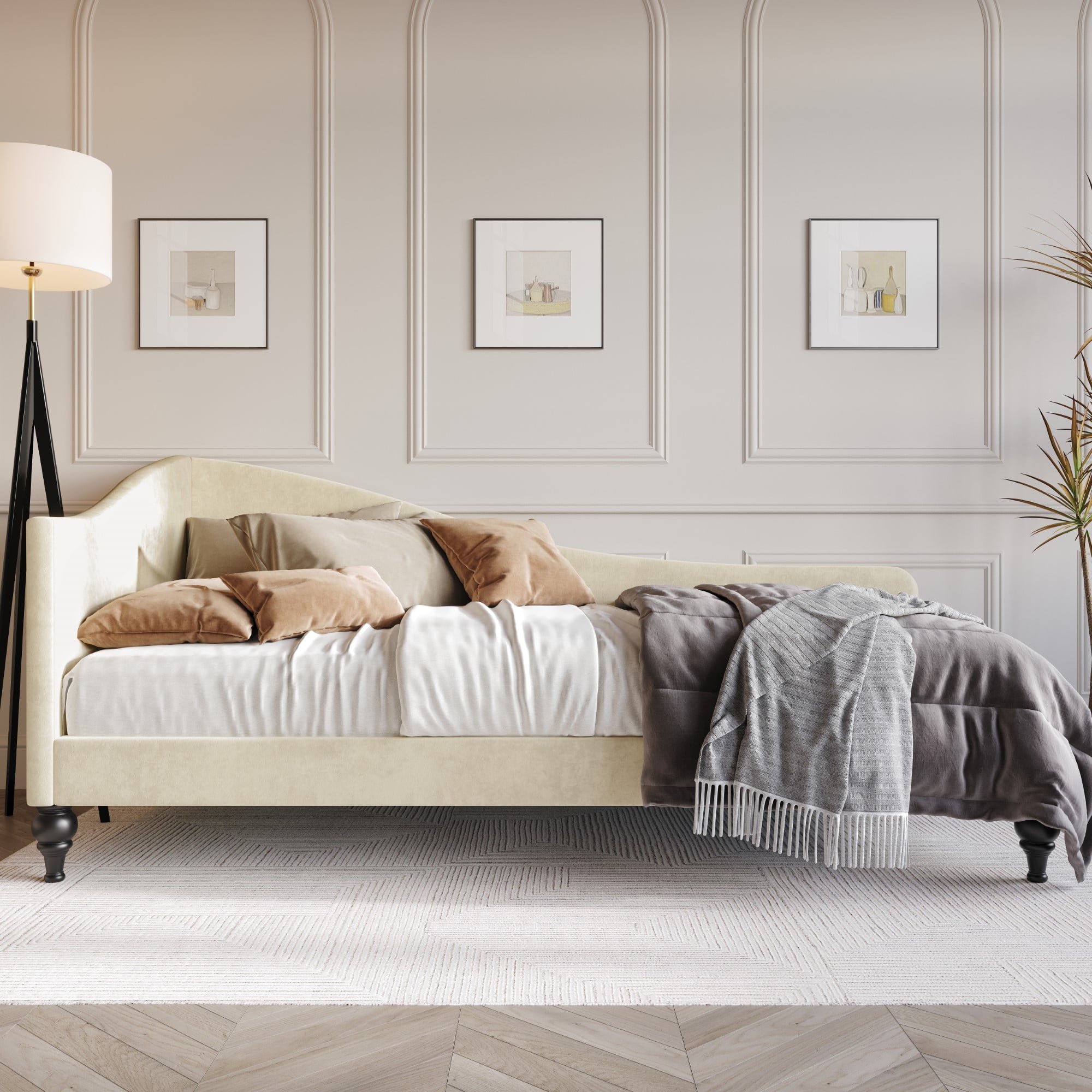 Home Design Ozark Twin Daybed with Upholstered Frame, Single Arm, High ...