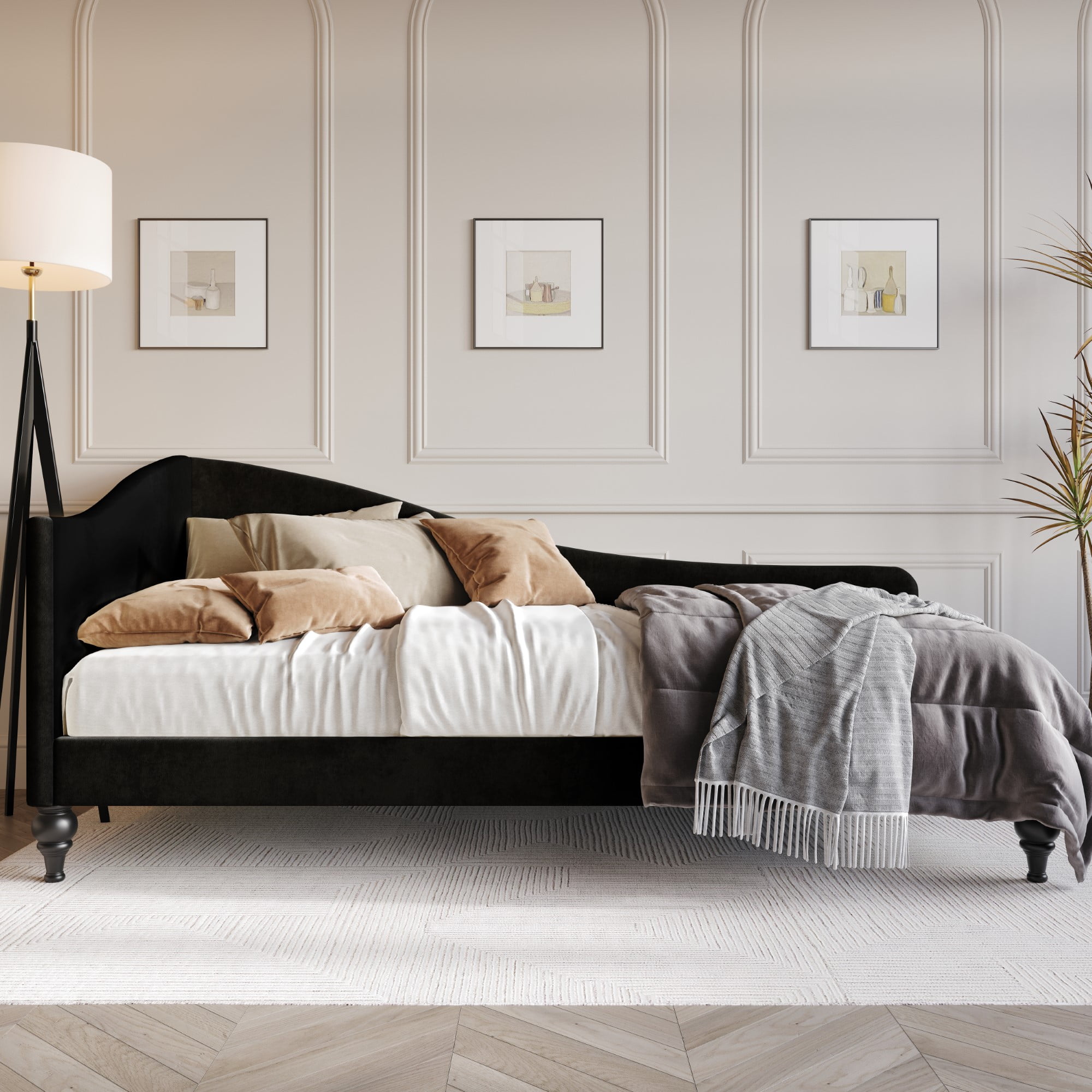 Home Design Ozark Twin Daybed with Upholstered Frame, Single Arm, High ...