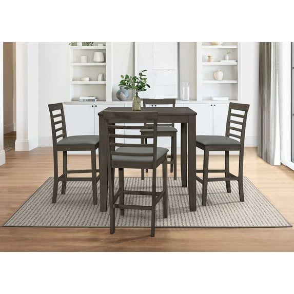 Home Design Posey 5-Piece Counter Set, Taupe/Gray, Square table, Slat ...