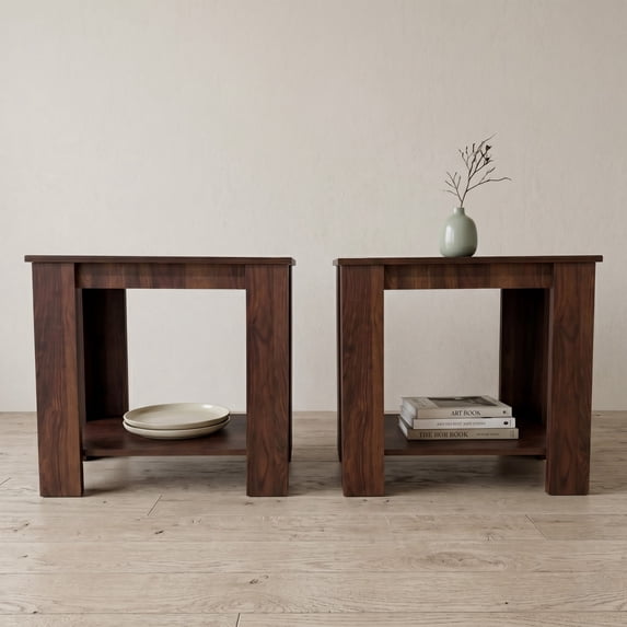 Home Design Telluride 2-Tier Storage End Table with Open Shelf and ...