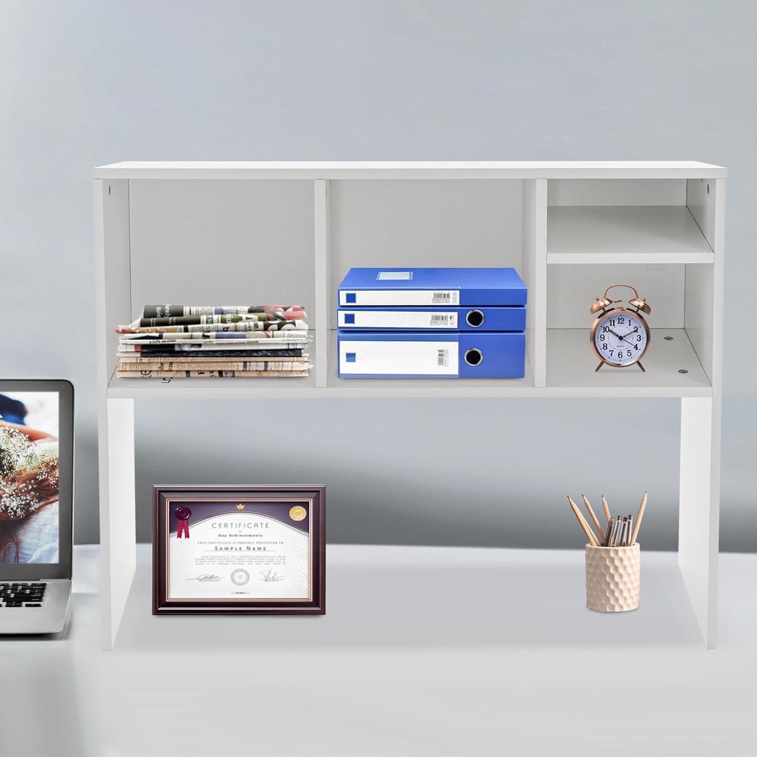Home Desk Shelf Organizer, Office Desktop Bookshelf Holder, Desktop ...