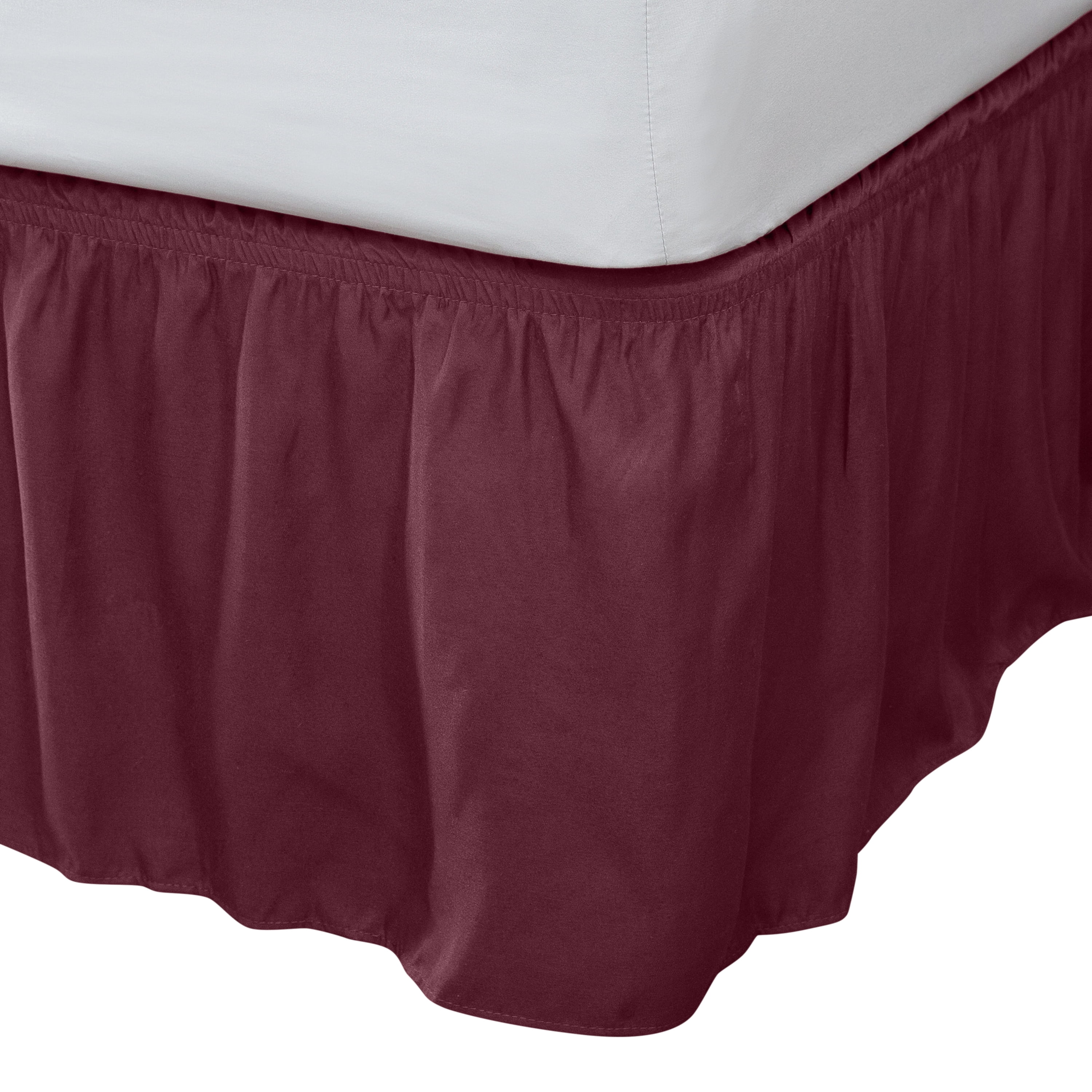 Home Details 14" Drop Wrap Around Bed Ruffle Twin/Full in Burgundy ...
