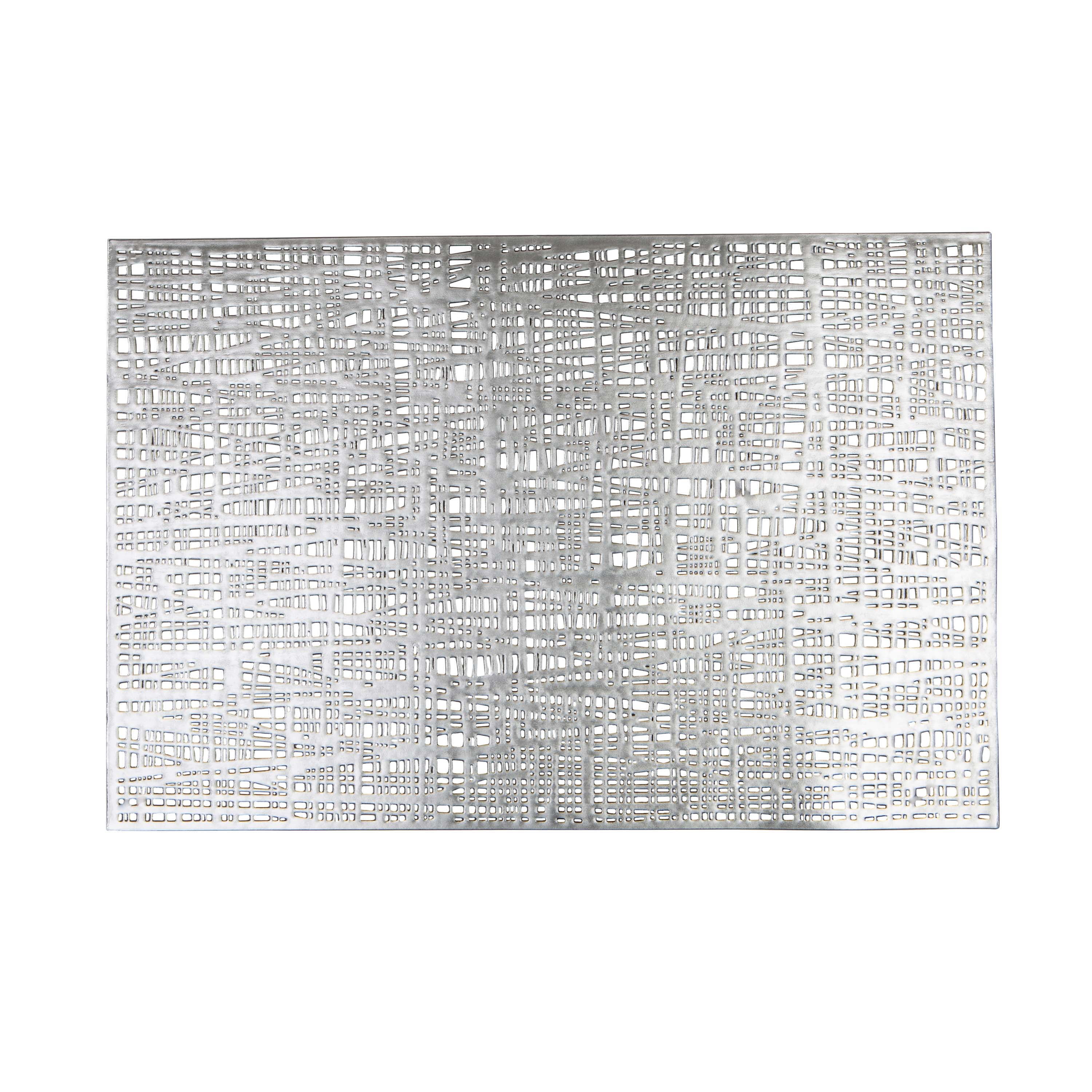 Home Details Set of Four Barcelona Metallic Table Place Mat, Silver ...