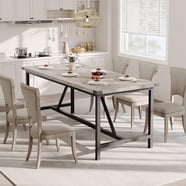 "ChVans 72"" Solid Wood Dinner Table for 4-10, Adjustable Metal Leg ...