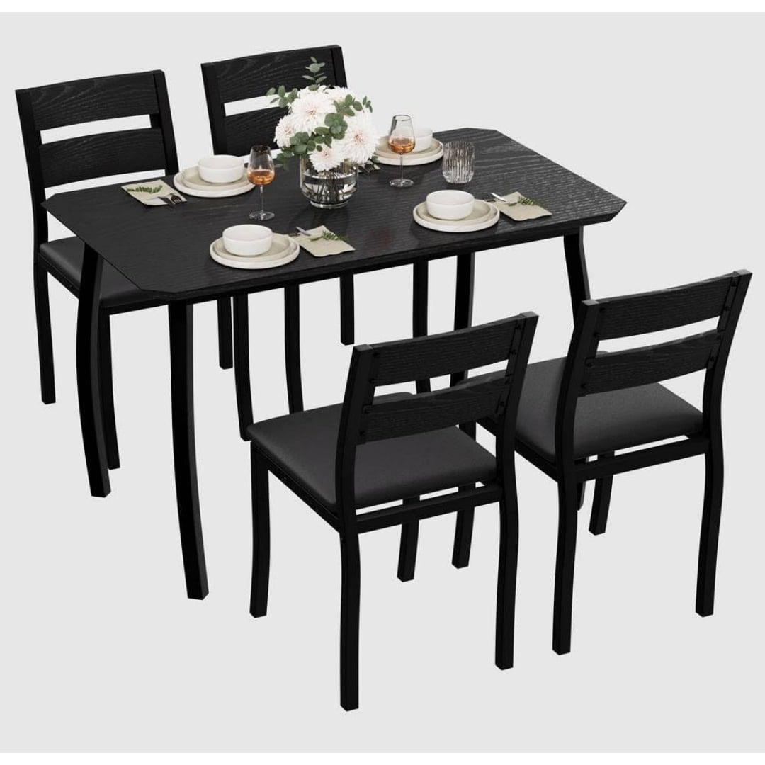 Home Dining Table Set for 4, 5 Piece Metal Frame Kitchen Table and ...