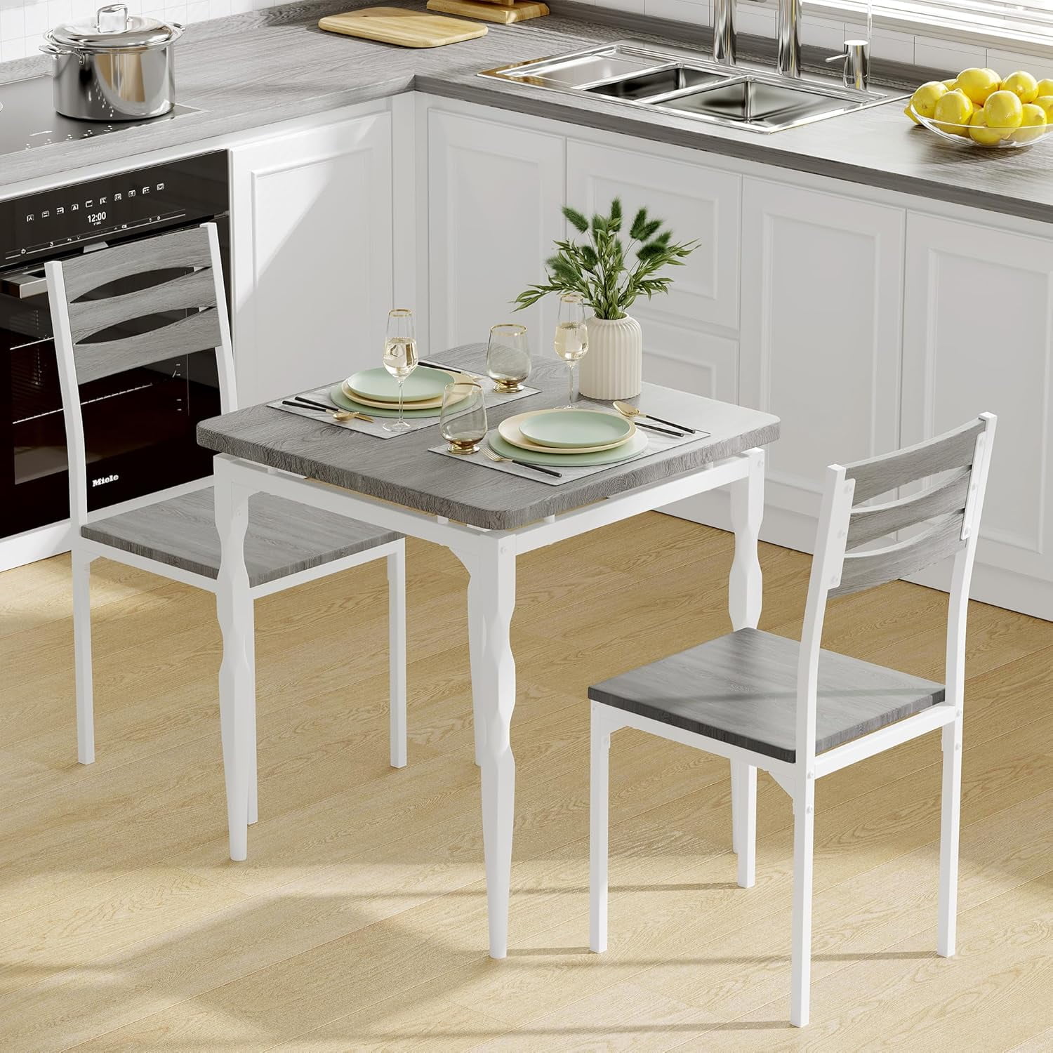 Home Dining Table Set for 2, Dining Table and Chairs Set of 2, 3 Piece ...