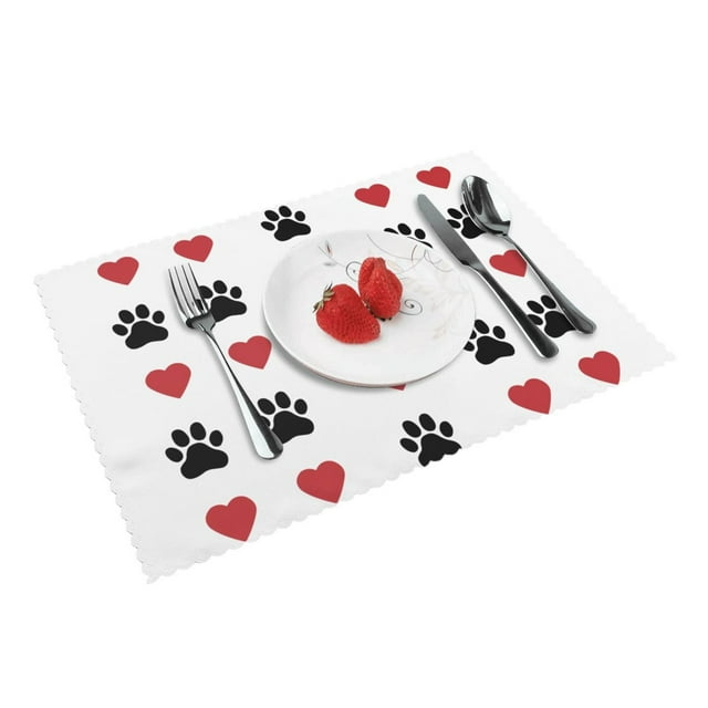 Home Dog Paw Cat Paw Heart Love Puppy Foot Placemats Set Of 4 Washable ...
