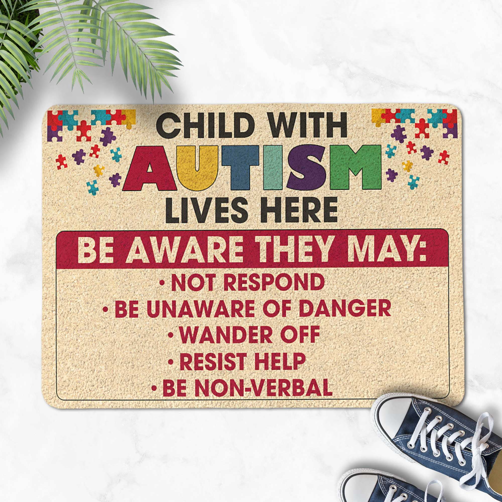 Home Doormat - Child With Autism Lives Here - Be Aware They May Not ...