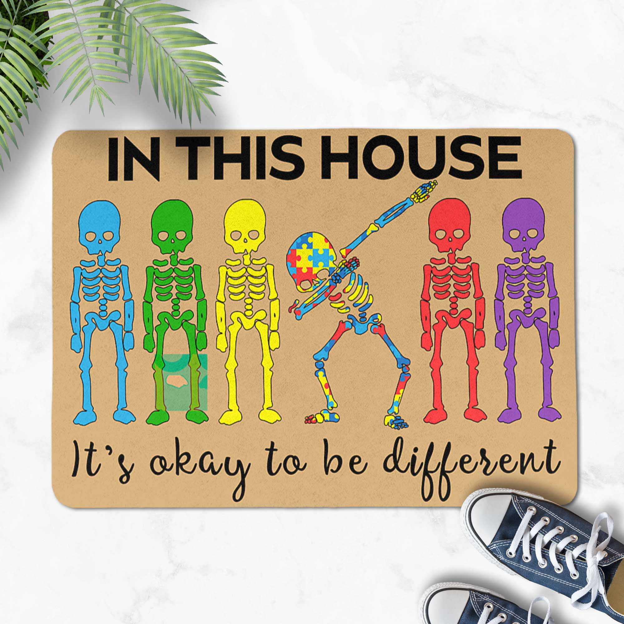 Home Doormat - In This House It's Okay to Be Different - Colorful ...