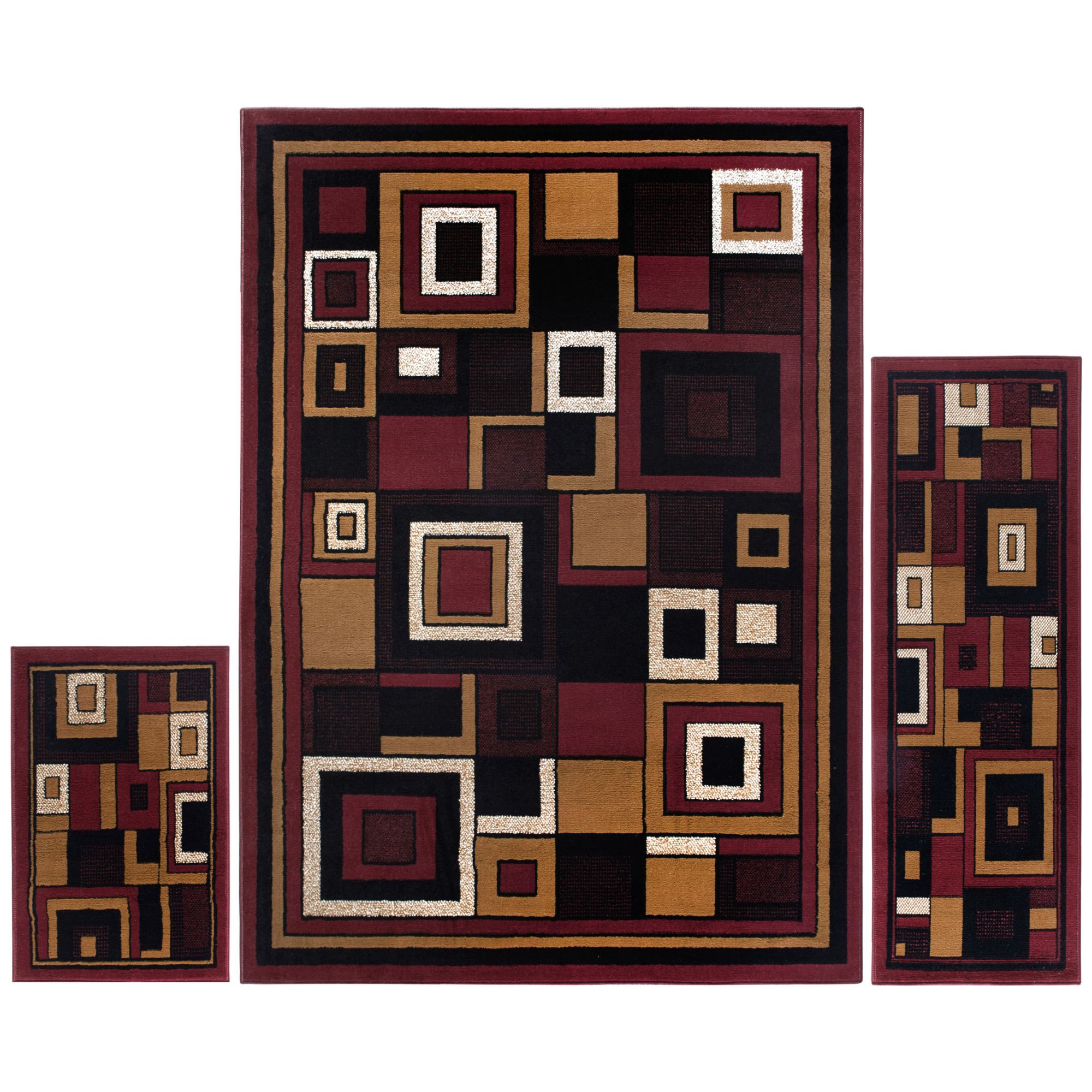 Optic Squares 3 Piece accent Rug Set - Walmart.com