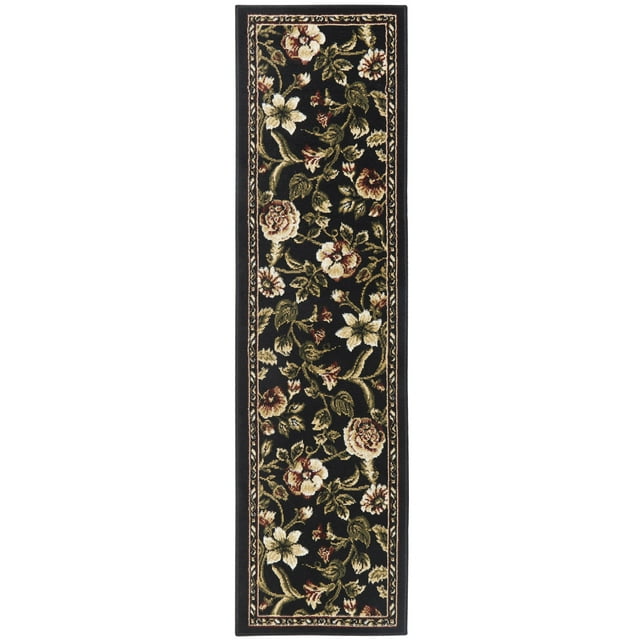 Home Dynamix Optimum Amell Traditional Botanical Area Rug Black 1'9"x7 ...