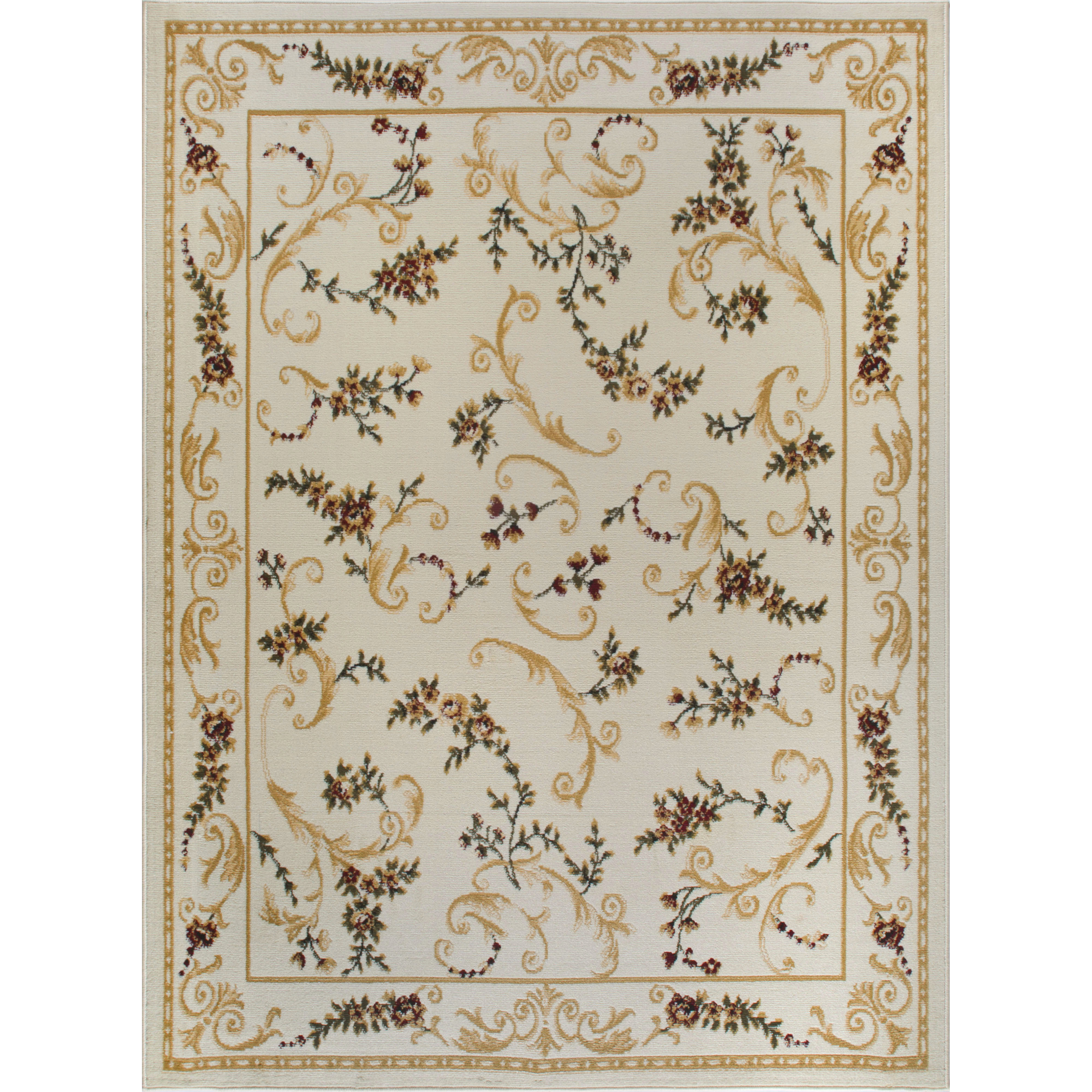 Home Dynamix Optimum Apollo Traditional Floral Scroll Area Rug, Ivory ...