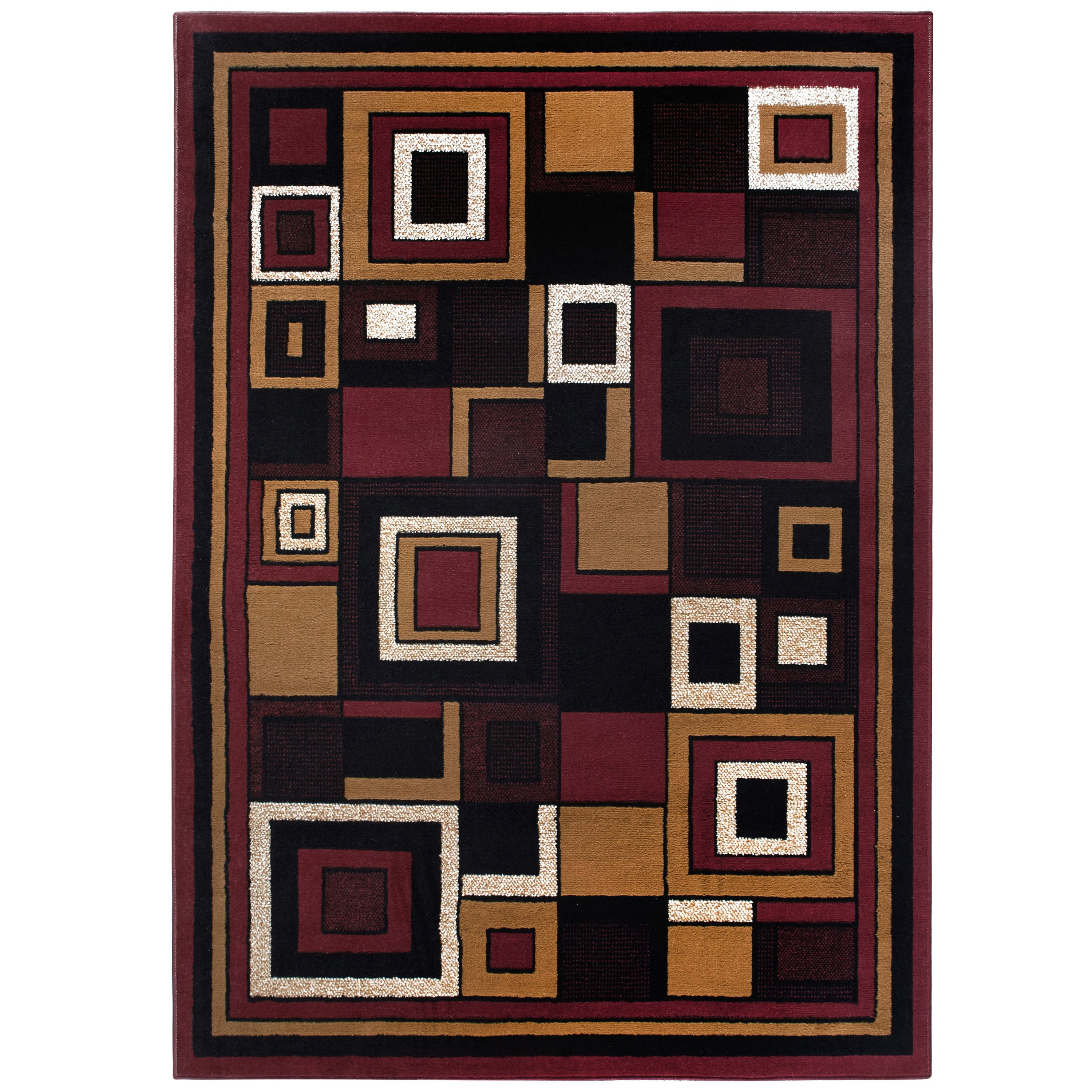 Home Dynamix Premium Nikola Contemporary Colored Block Area Rug, Red ...