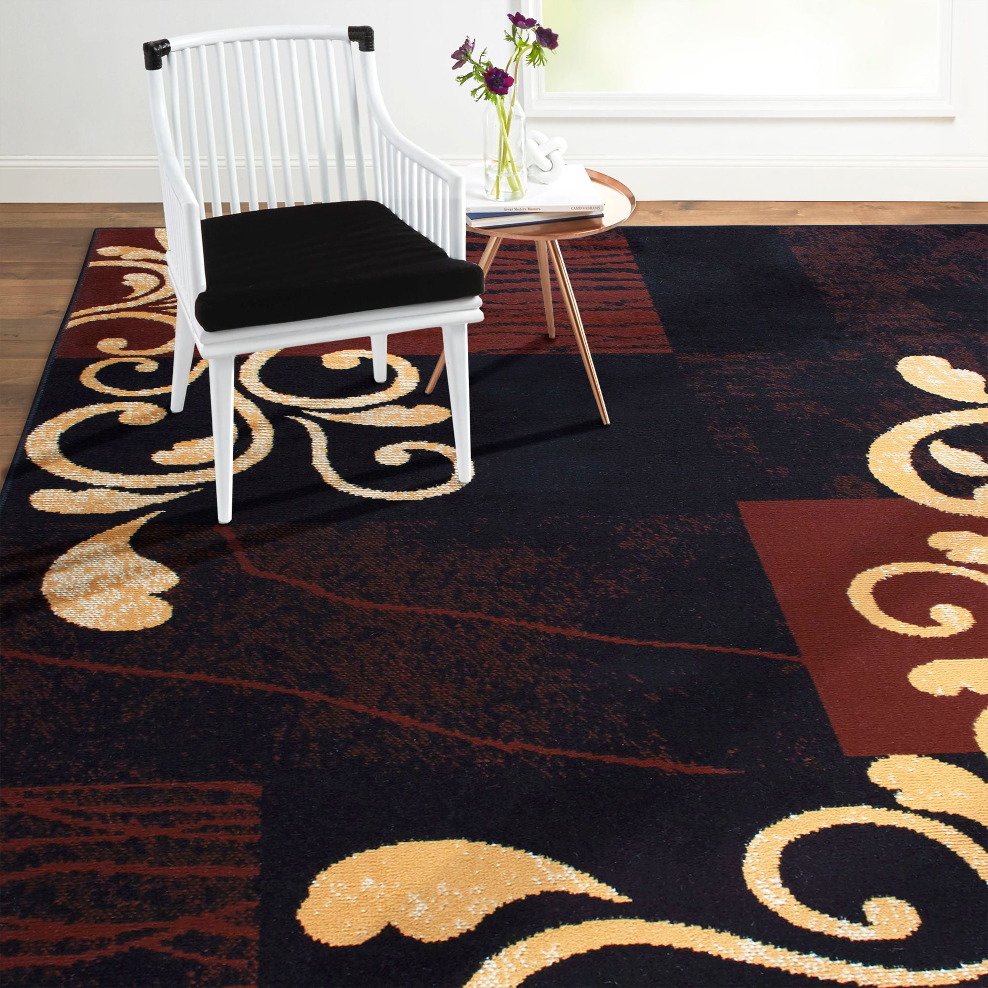 Home Dynamix Premium Nile Contemporary Geometric Scroll Area Rug, Black ...