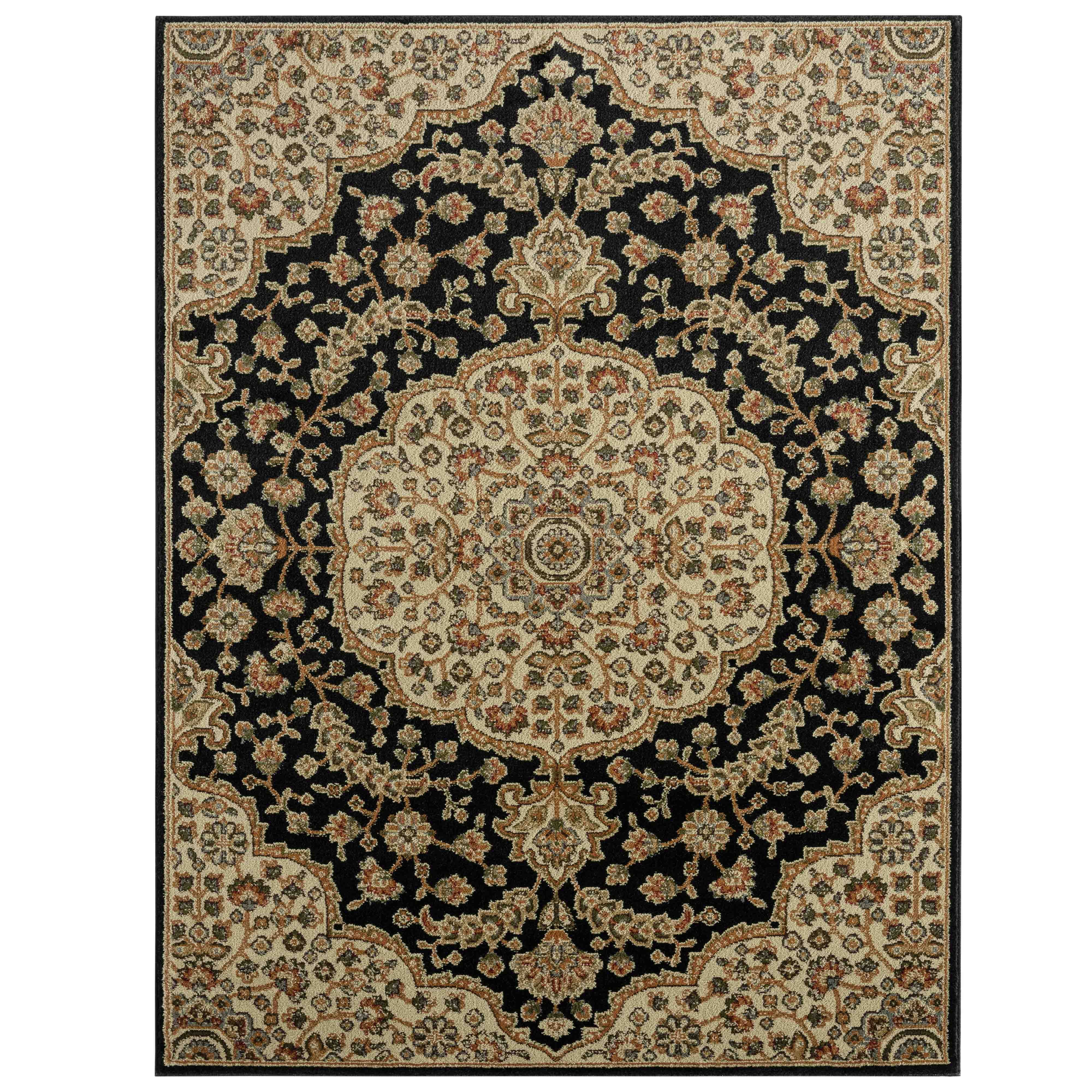 Home Dynamix Royalty Medallion Traditional Area Rug, Black/Ivory, 7'8 ...