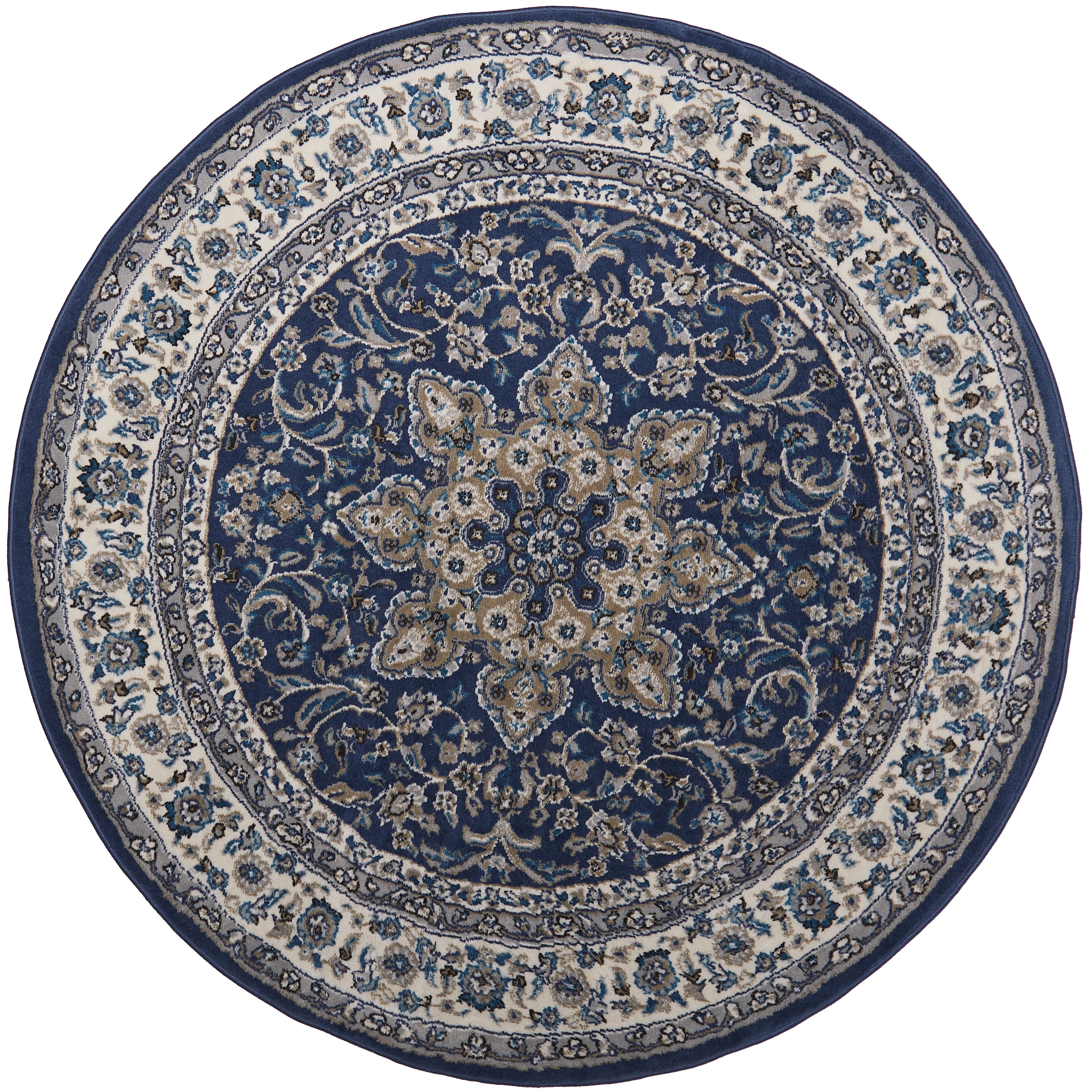 Home Dynamix Tremont Magnolia Traditional Medallion Area Rug, Navy Blue ...