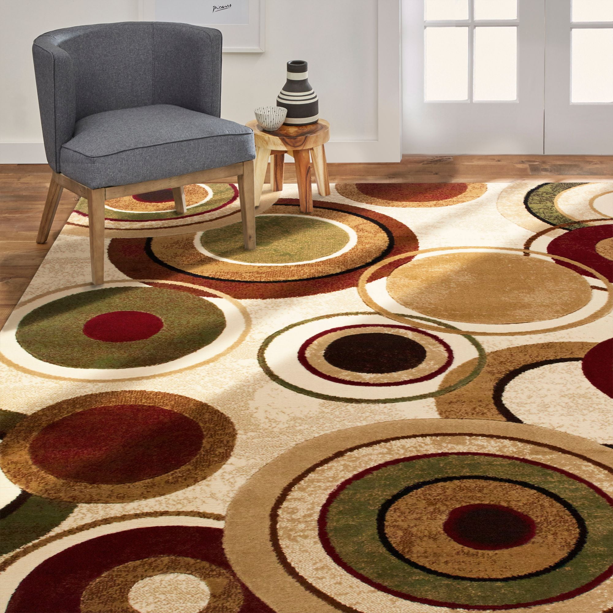 Home Dynamix Tribeca Emmitt Contemporary Geometric Circles Area Rug ...