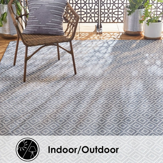 Home Dynamix Tripoli Lydia Modern Diamond Indoor/Outdoor Area Rug, Denim/Cream, 5'3"x7'3 ...