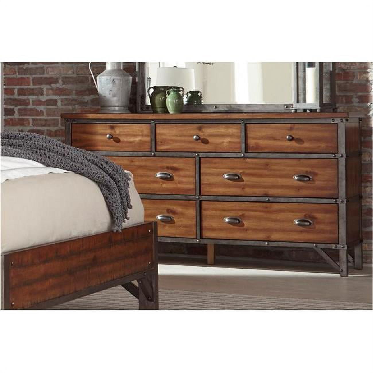 Home Elegance 1715-5 36 x 19 x 66 in. Holverson Dresser - Rustic Brown ...