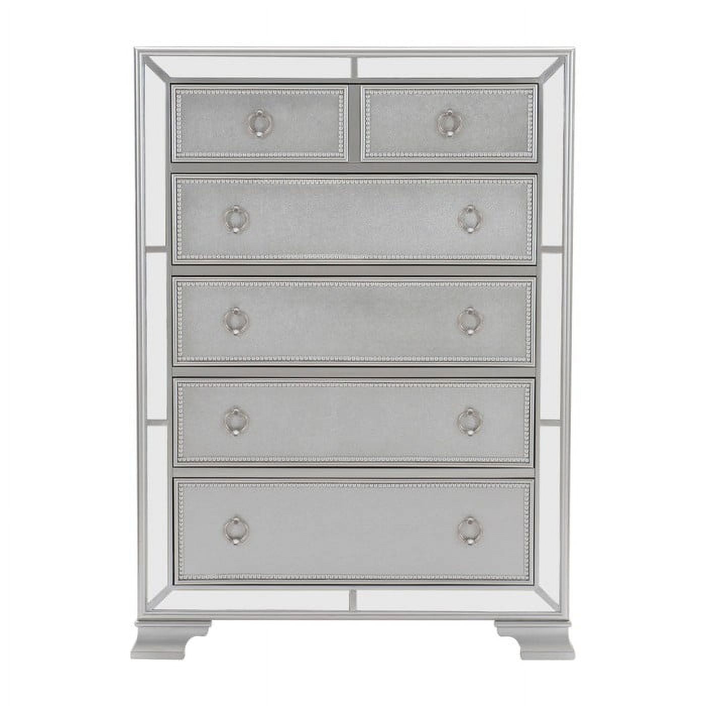 Home Elegance Mirrored Chest: Silver-Finished Drawers with Bead-Molding ...