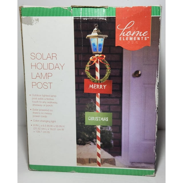 Home Elements 55 Inch Tall Merry Christmas Solar Candy Cane & Wreath ...