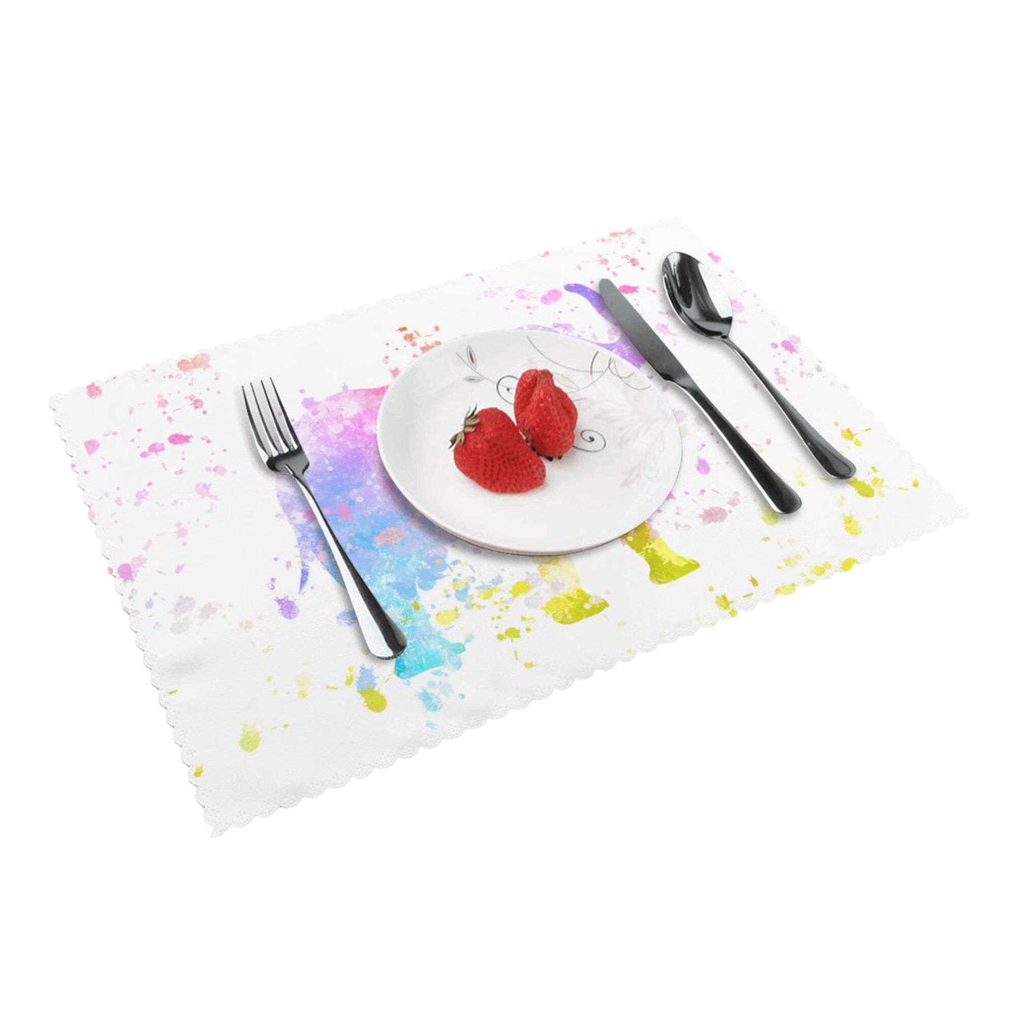 Home Elephant Watercolor Background Placemats Set Of 4 Washable ...