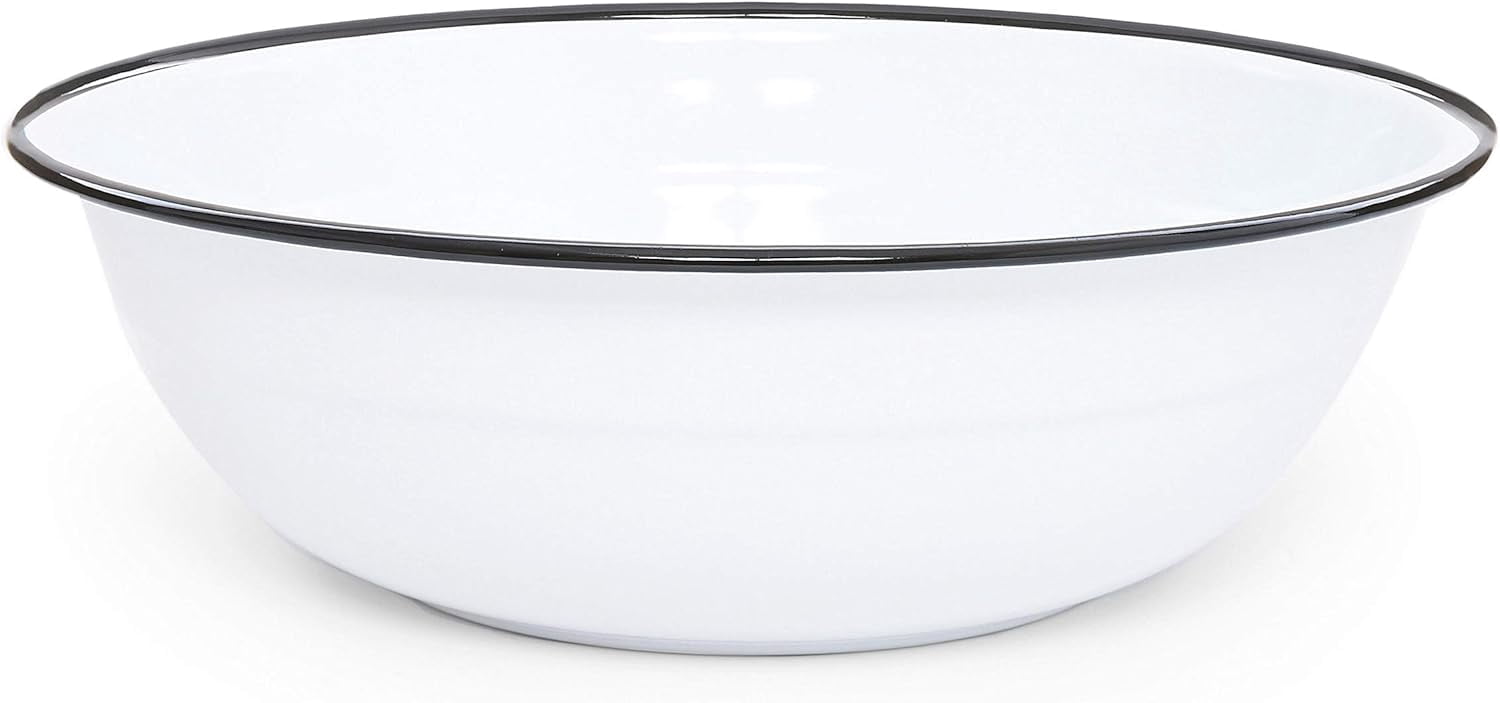 Home Enamelware Medium Basin, 8 quart, Vintage White/Black (Single ...