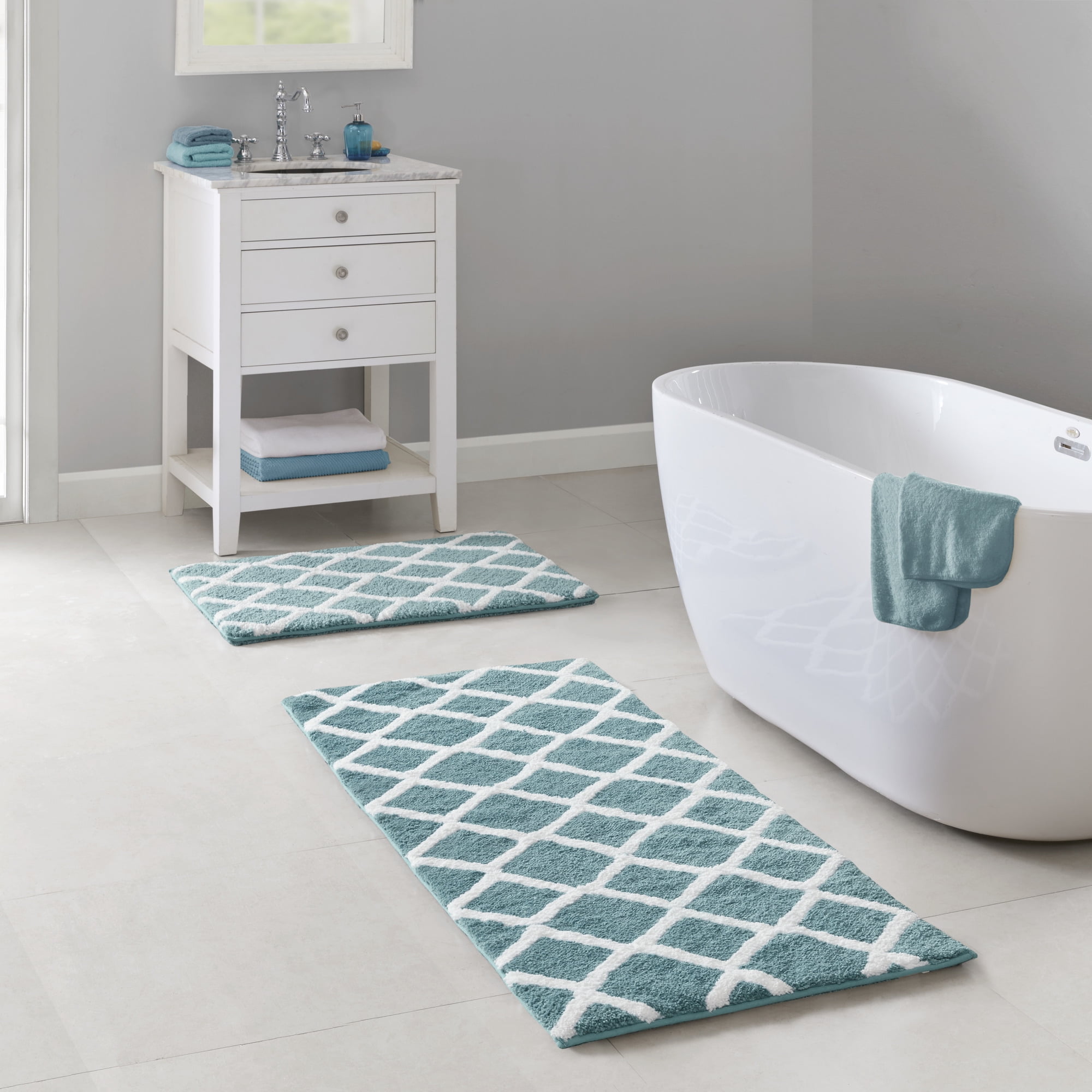 Home Essence Arlo Reversible High Pile Tufted Microfiber Bath Rug ...