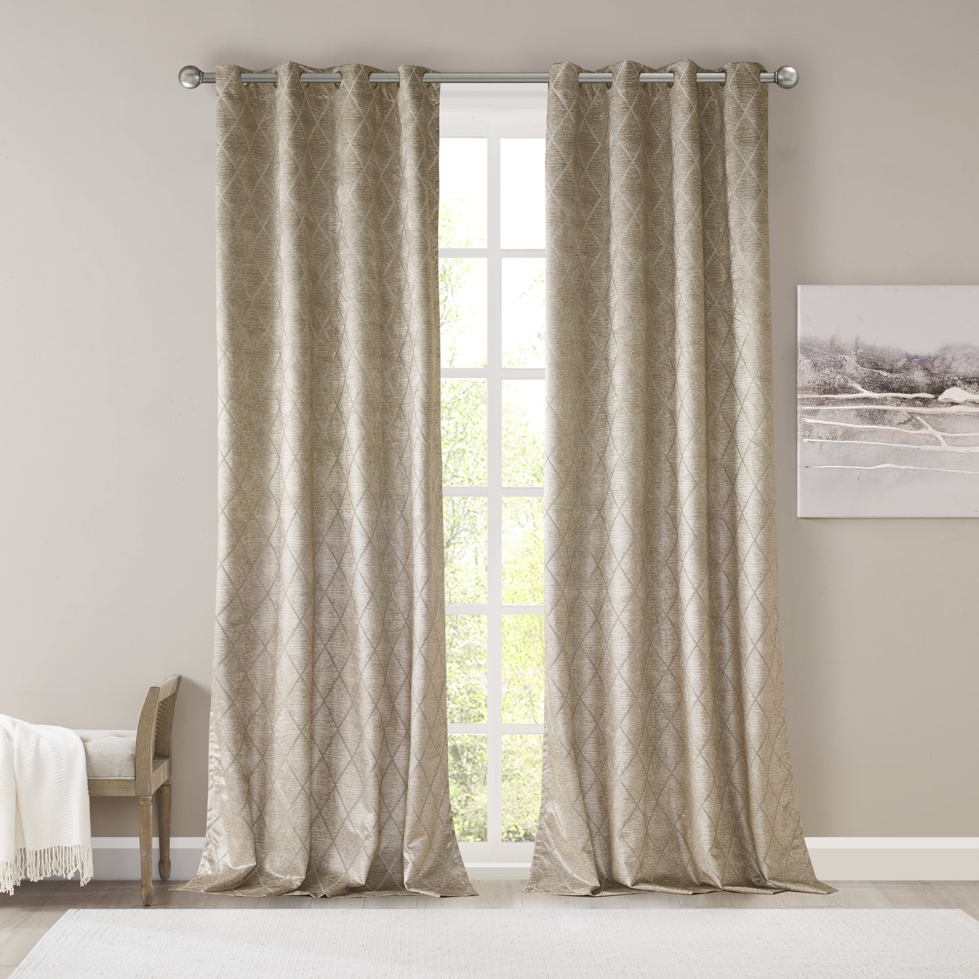 Home Essence Blake Diamond Jacquard Total Blackout Panel - Walmart.com