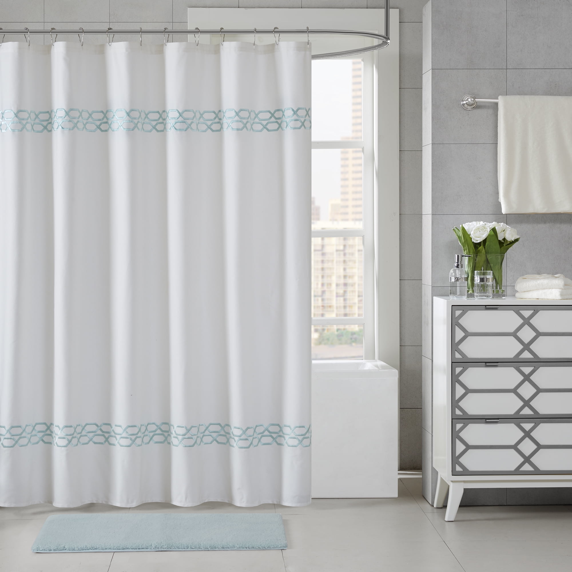 Home Essence Circuit Embroidered Shower Curtain - Walmart.com