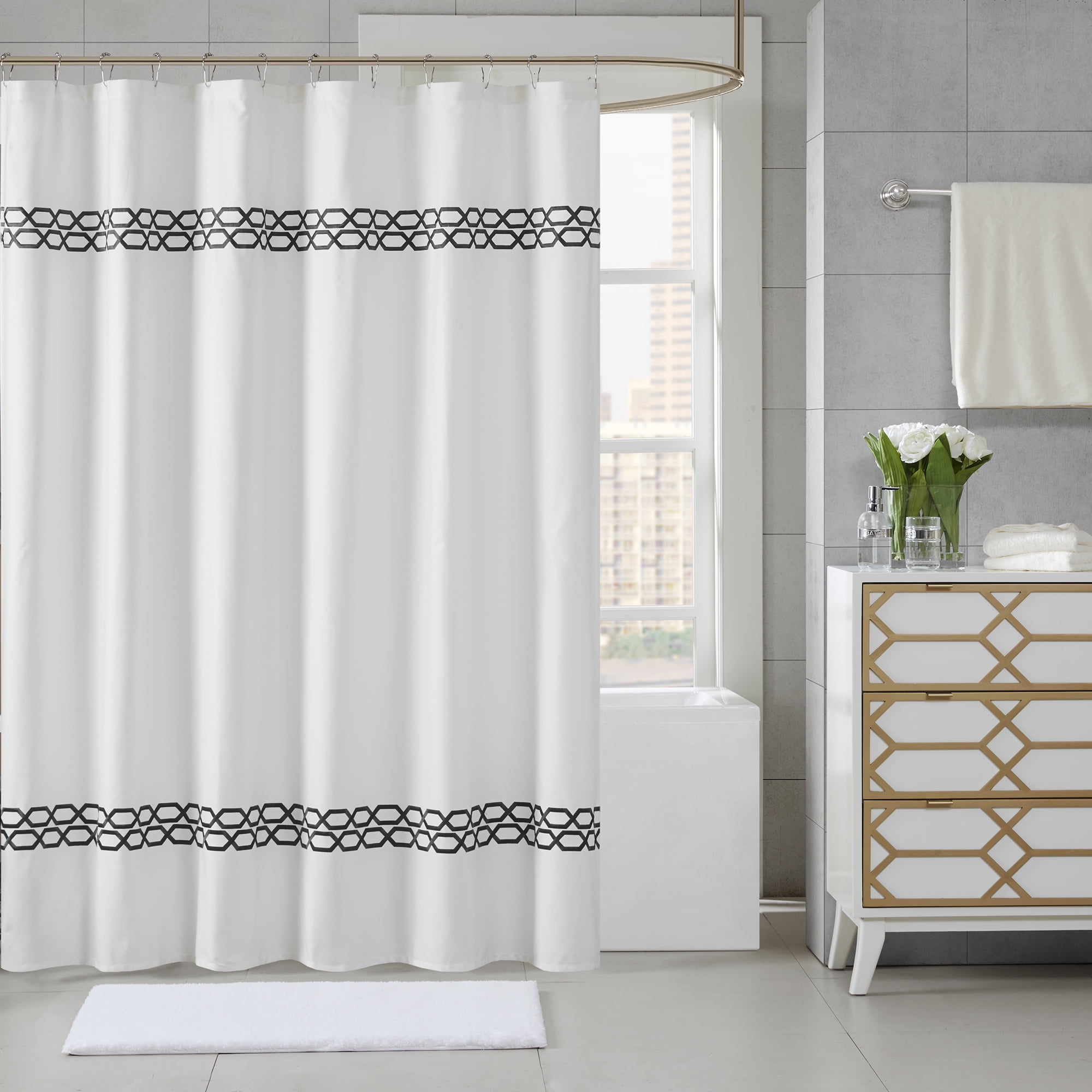 Home Essence Circuit Embroidered Shower Curtain - Walmart.com