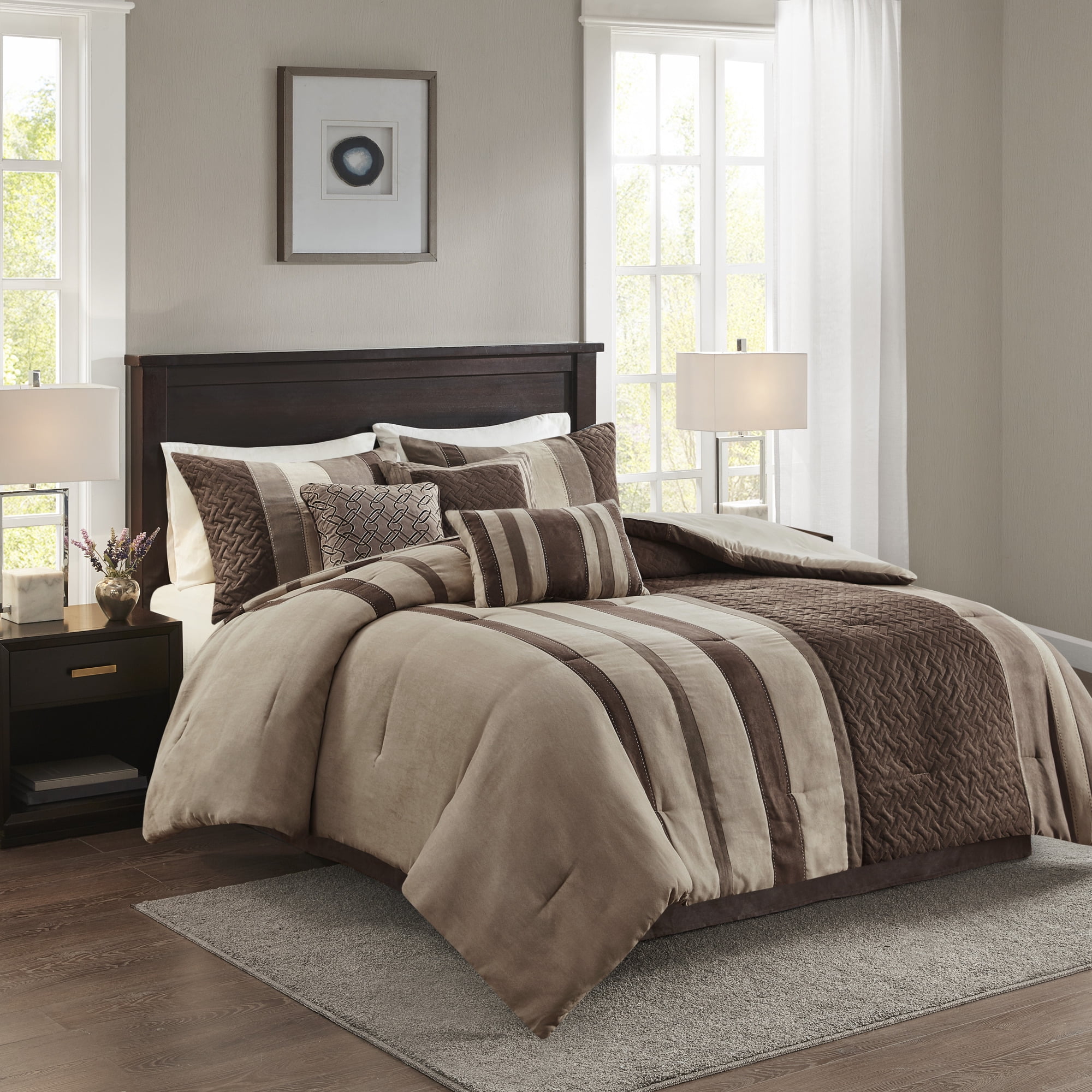 Home Essence Eveline 7 Piece Faux Suede Comforter Set - Walmart.com
