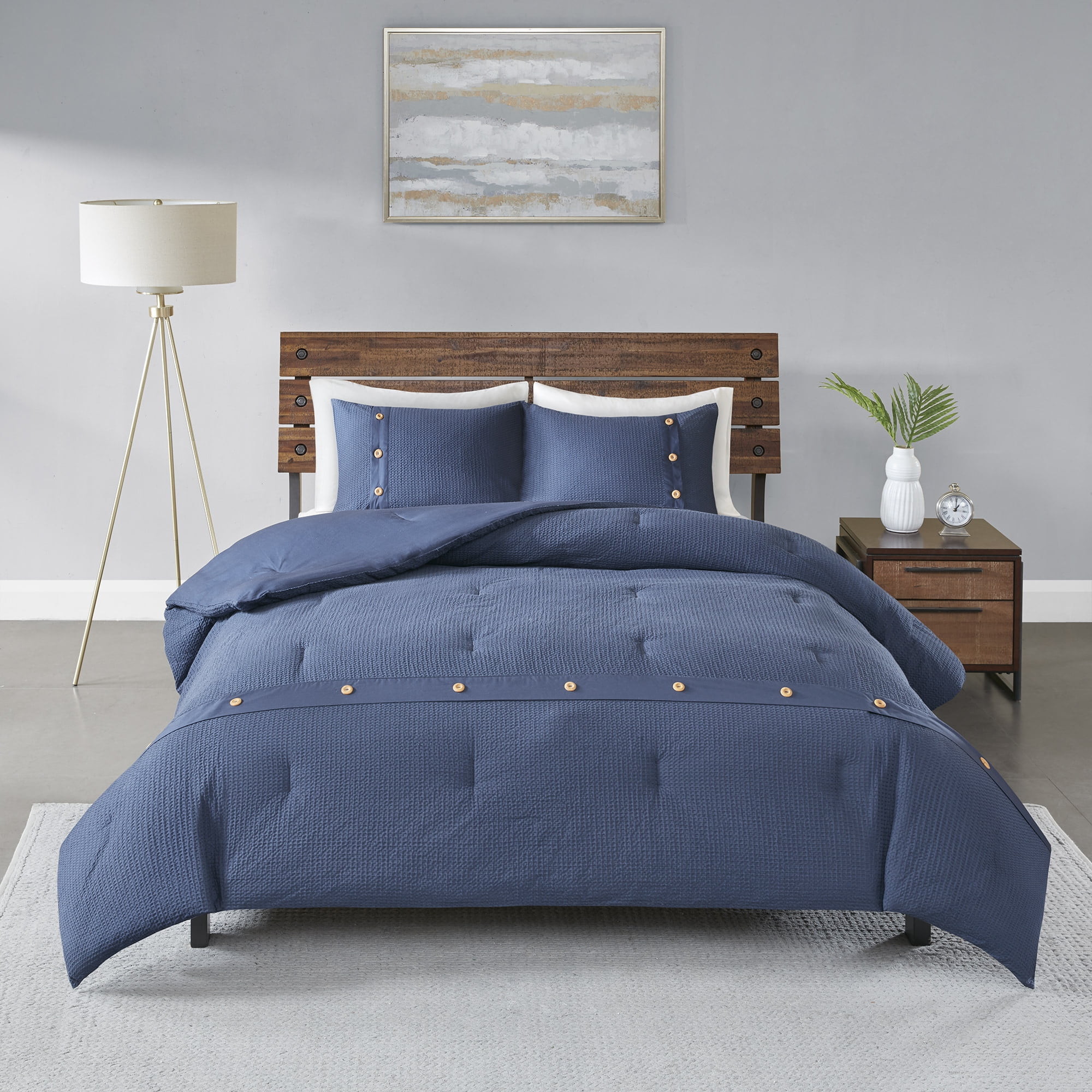 Home Essence Lucina 3 Piece Cotton Waffle Weave Comforter Set - Walmart.com