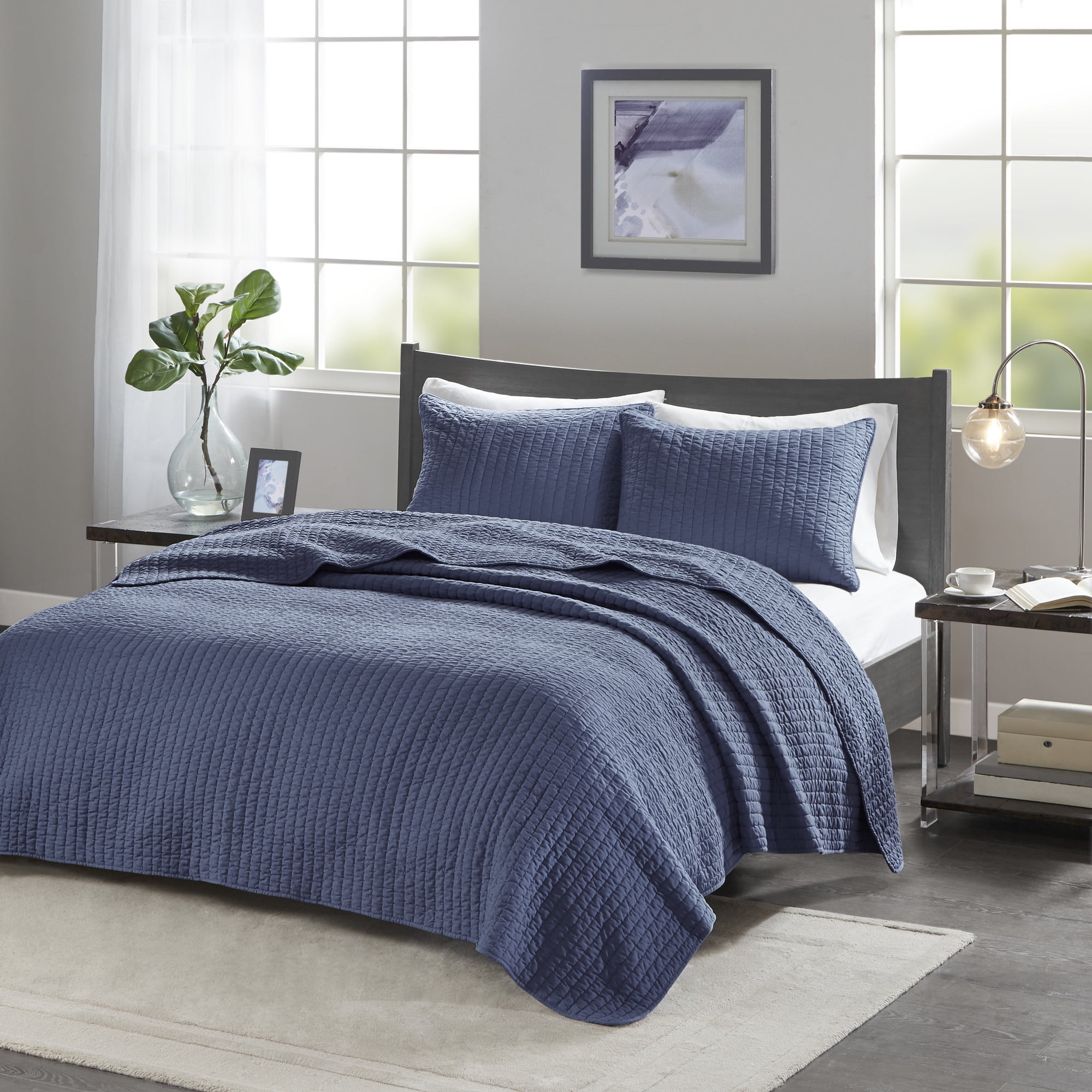 Home Essence Mitchell Reversible Coverlet Set, Blue, King/Cal King ...