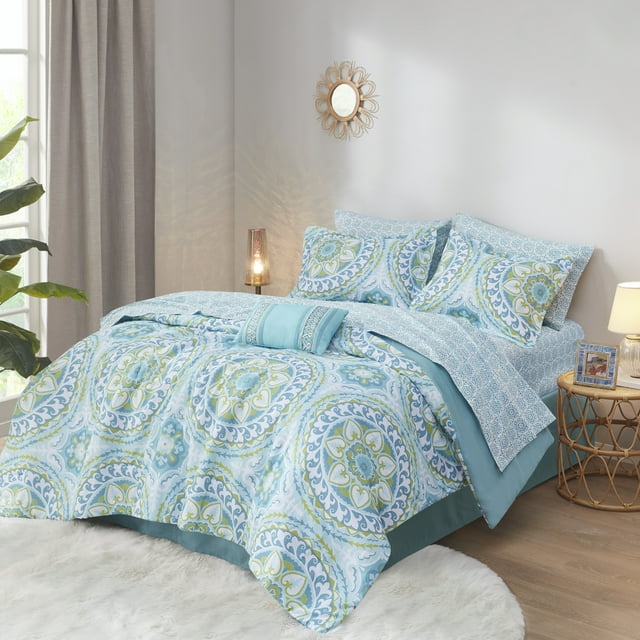 Home Essence Nepal Bed in a Bag Comforter Bedding Set, Blue, Full ...