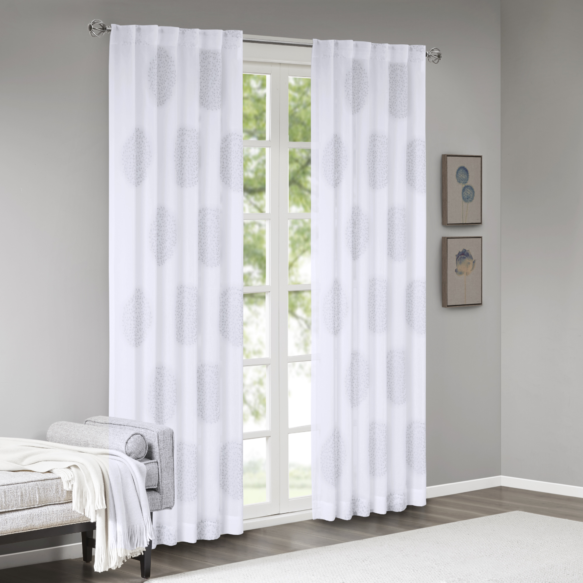 Home Essence Ophelia Sheer Branch Flocking Window Panel - Walmart.com
