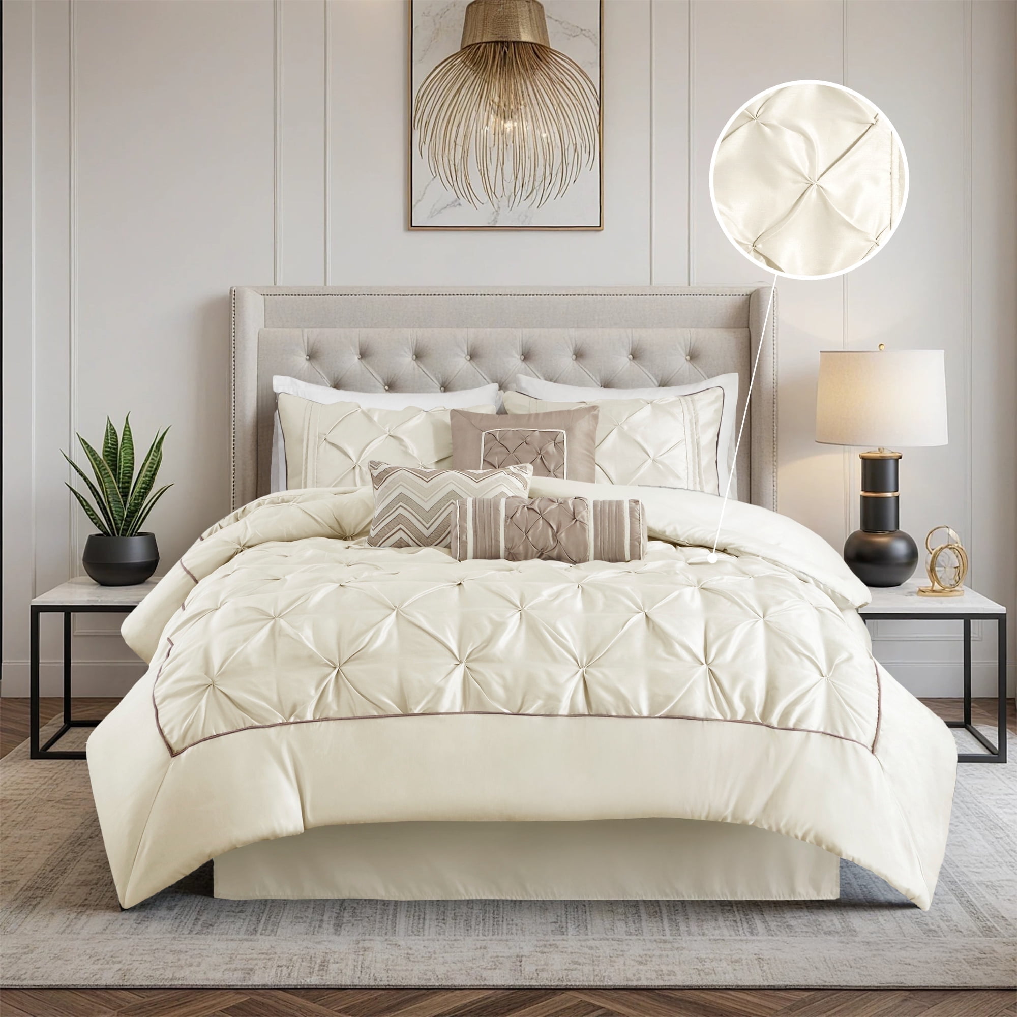 Madison Park Cal King Comforter Sets, 7-Piece Tufted Pintuk Bed in a ...