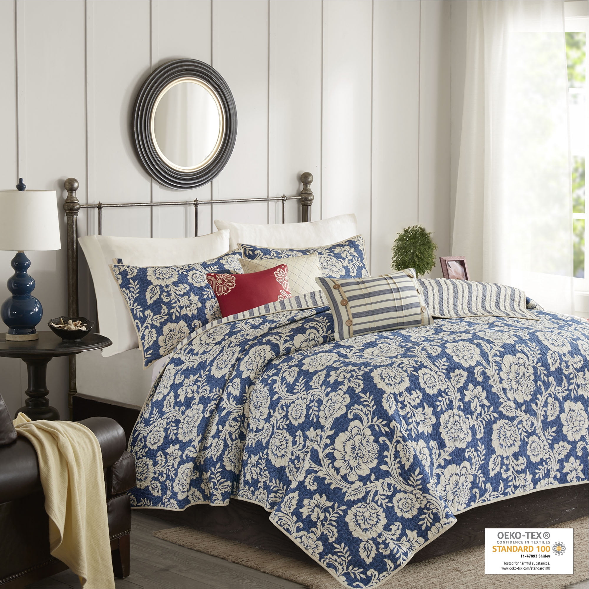 Home Essence Rose 6 Piece Cotton Twill Reversible Coverlet Set ...