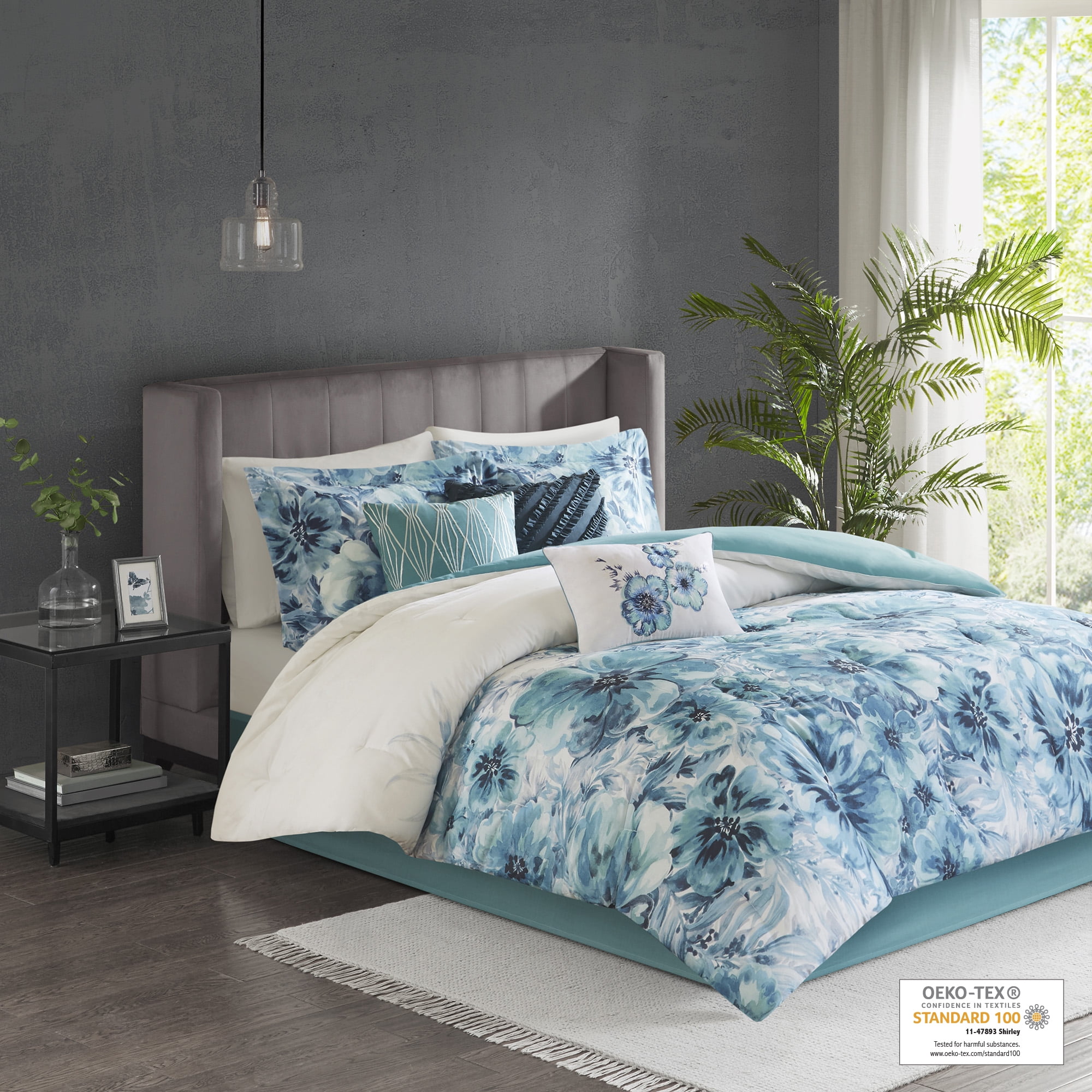 Home Essence Slade 7 Piece Cotton Printed Comforter Set - Walmart.com