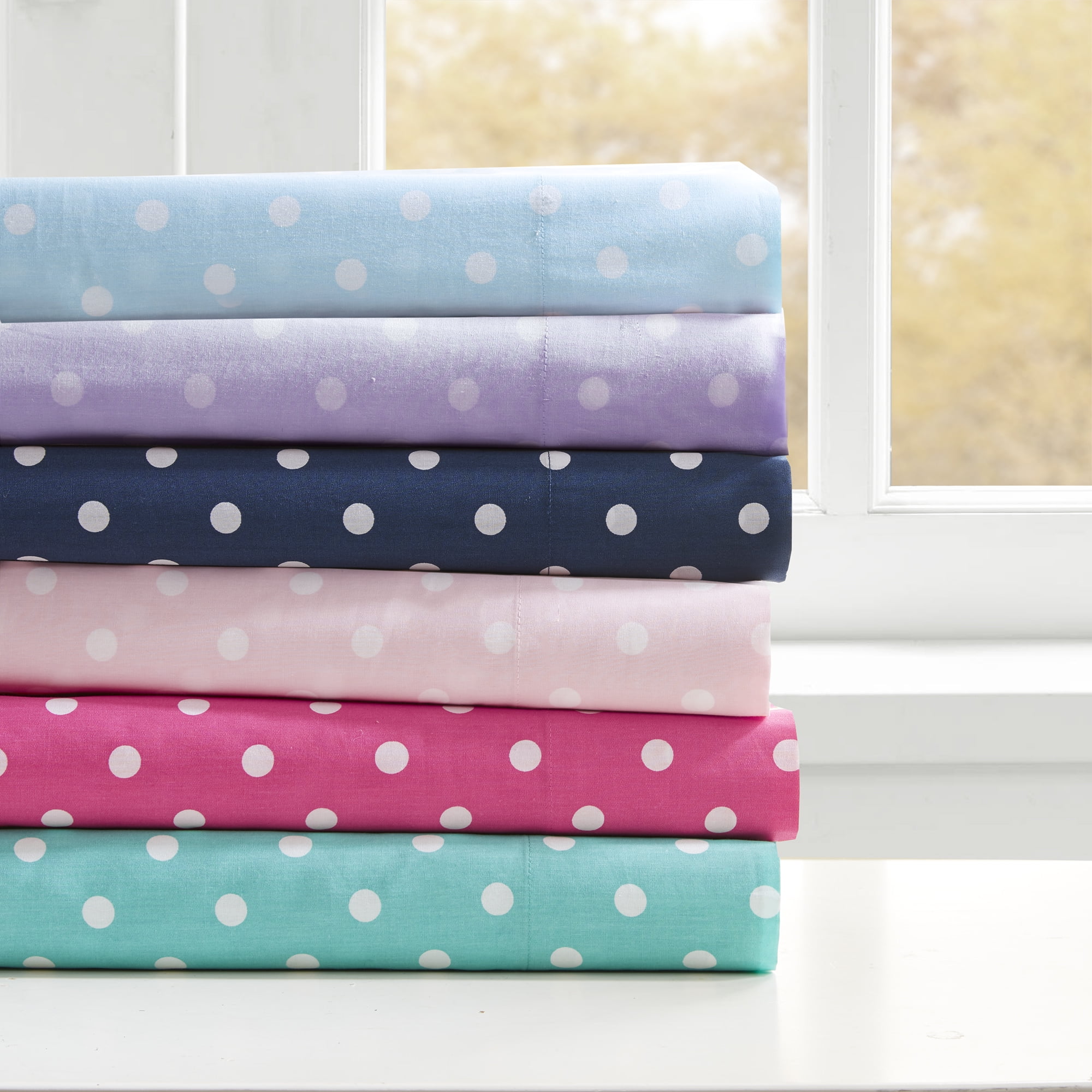 Home Essence Teen Polka Dot 180 Thread Count Cotton Sheet Set - Walmart.com