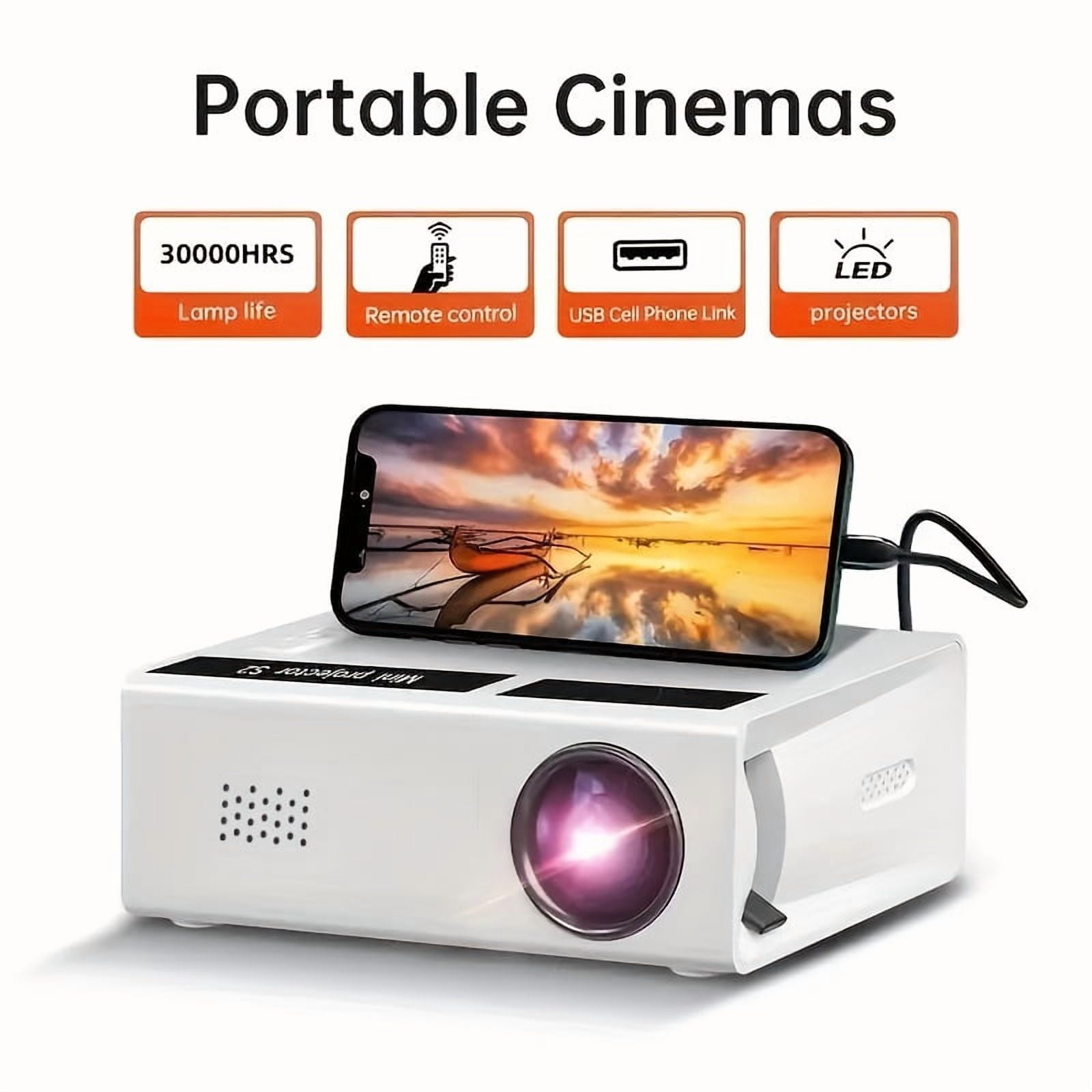 Home Essential Mini Portable Projector | 1080P HD, Mobile Screen ...