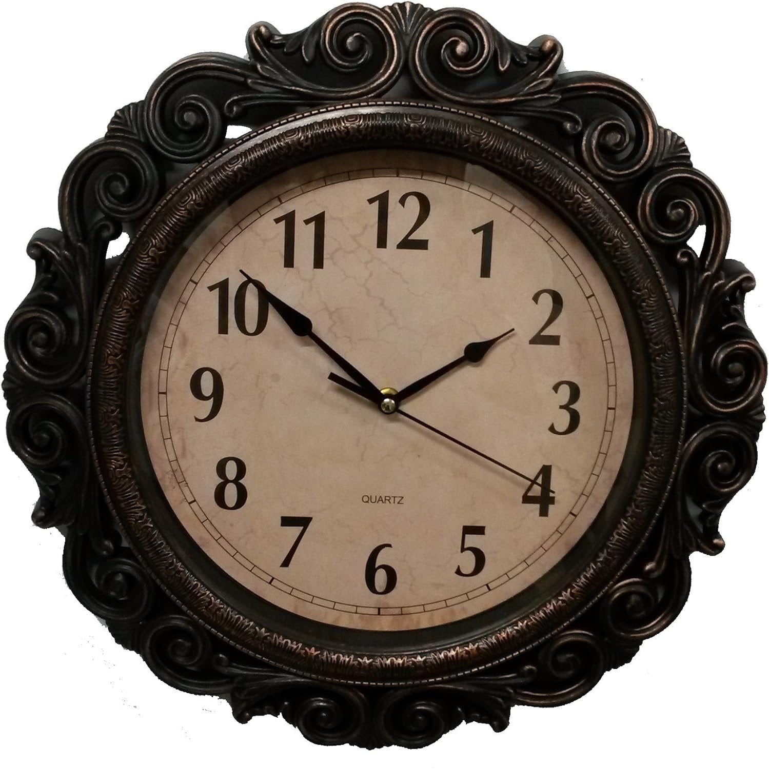Home Essentials -16-Inch Plastic Decorative Wall Clock, Antique Wood ...