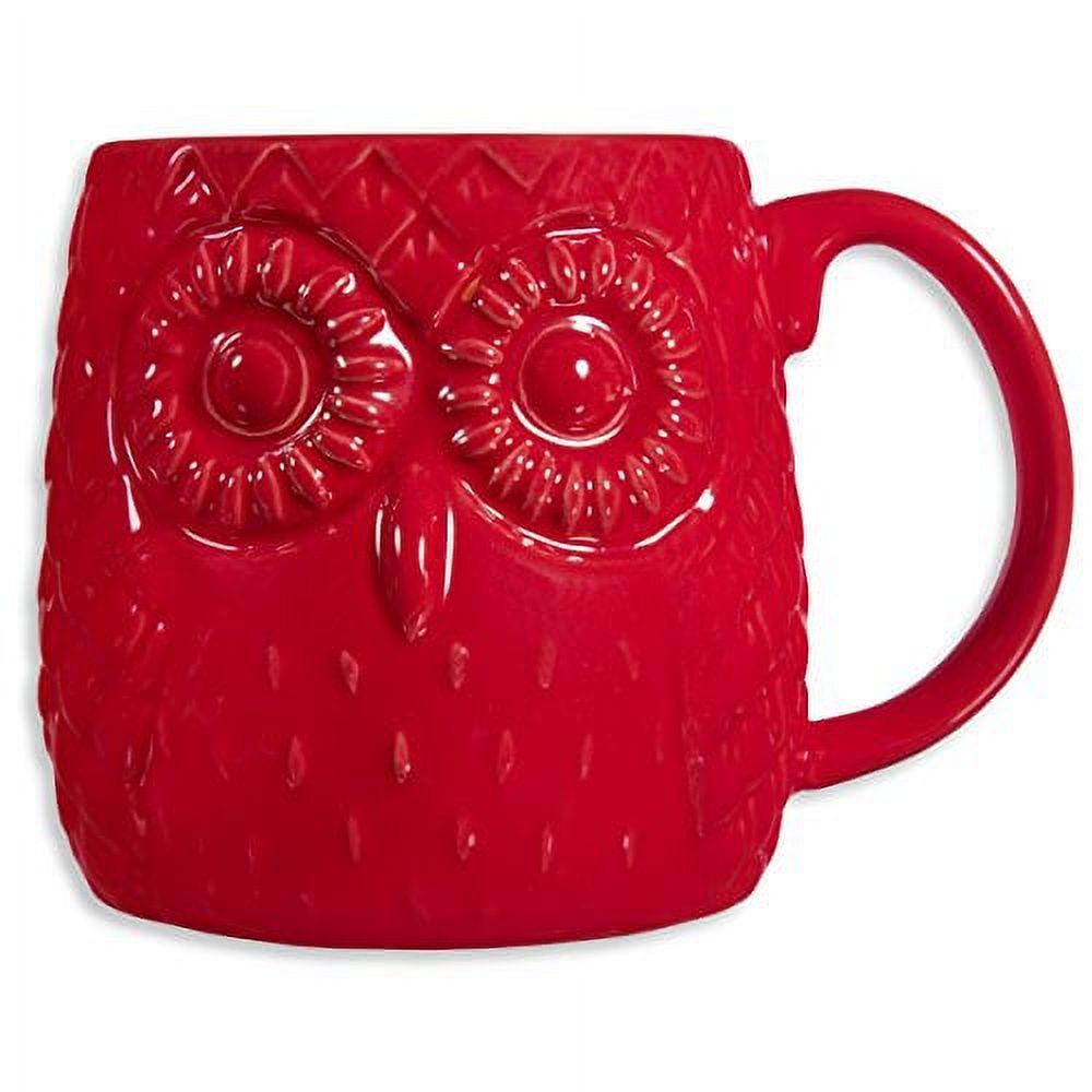 Home Essentials 20 Oz Embossed Owl Mug Red - Walmart.com