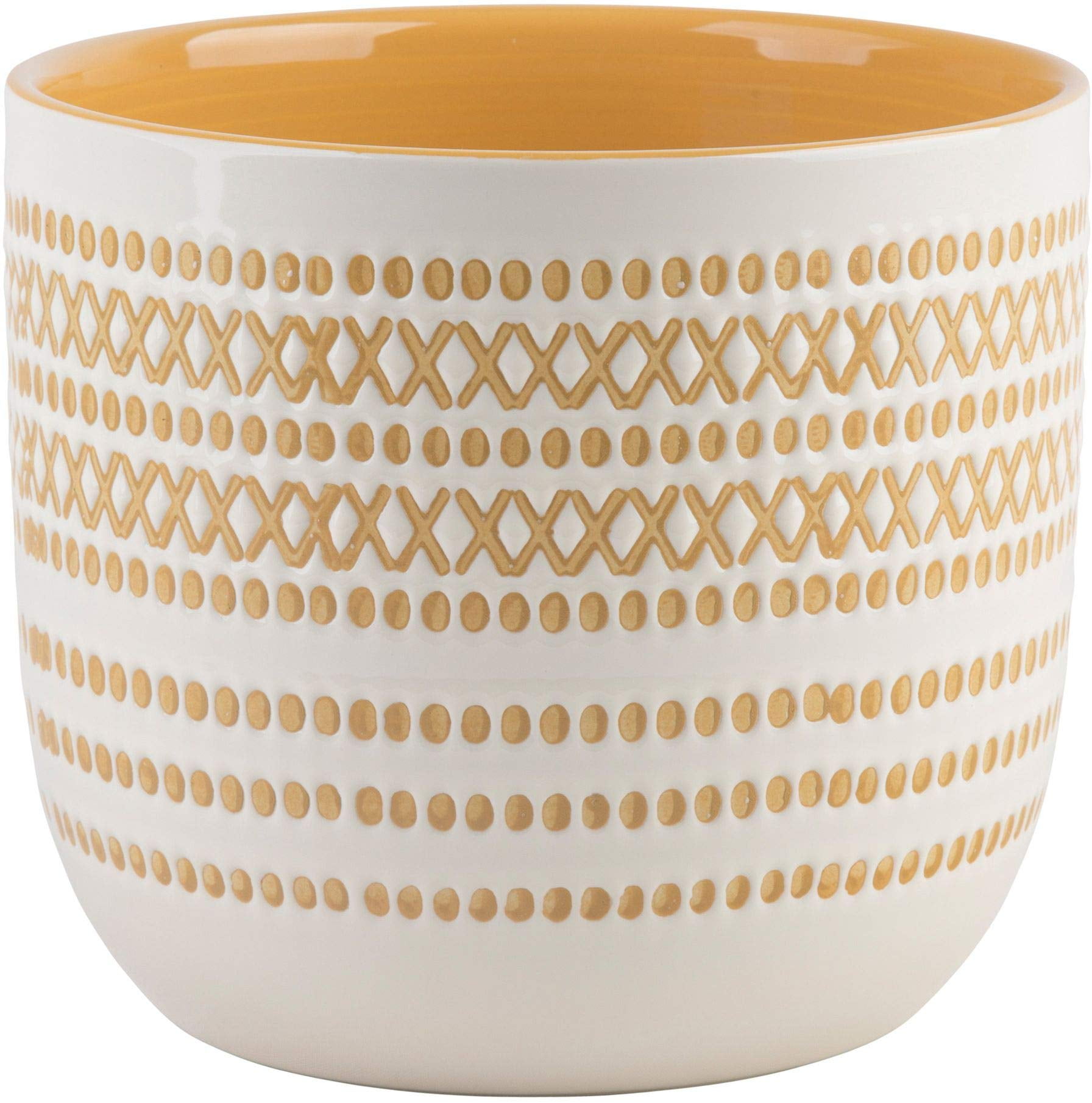 Home Essentials 71754, Yellow and Ivory Aztec Planter, 5.25 Inches High ...