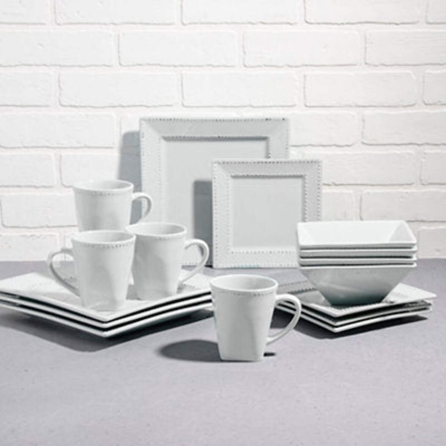 Home Essentials Beyond 16 Piece White Beaded Dinner Set - Walmart.com