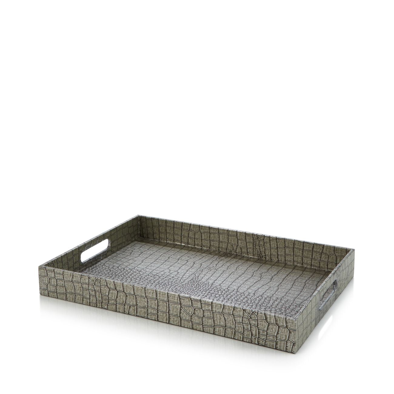 Home Essentials & Beyond 18 inch Croco Embossed Tray (Gun Metal ...
