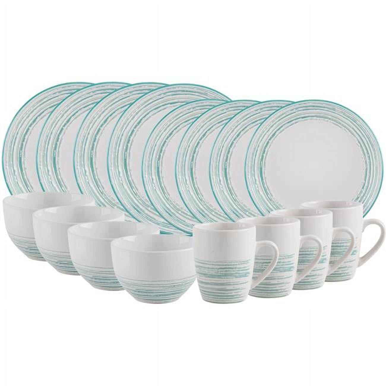 Home Essentials & Beyond 91640 Round Aqua Scratch Dinnerware Set, 16 ...