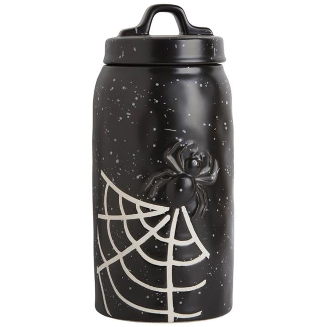 Home Essentials & Beyond R24-94076 46 oz Black Spider Web Canister with ...